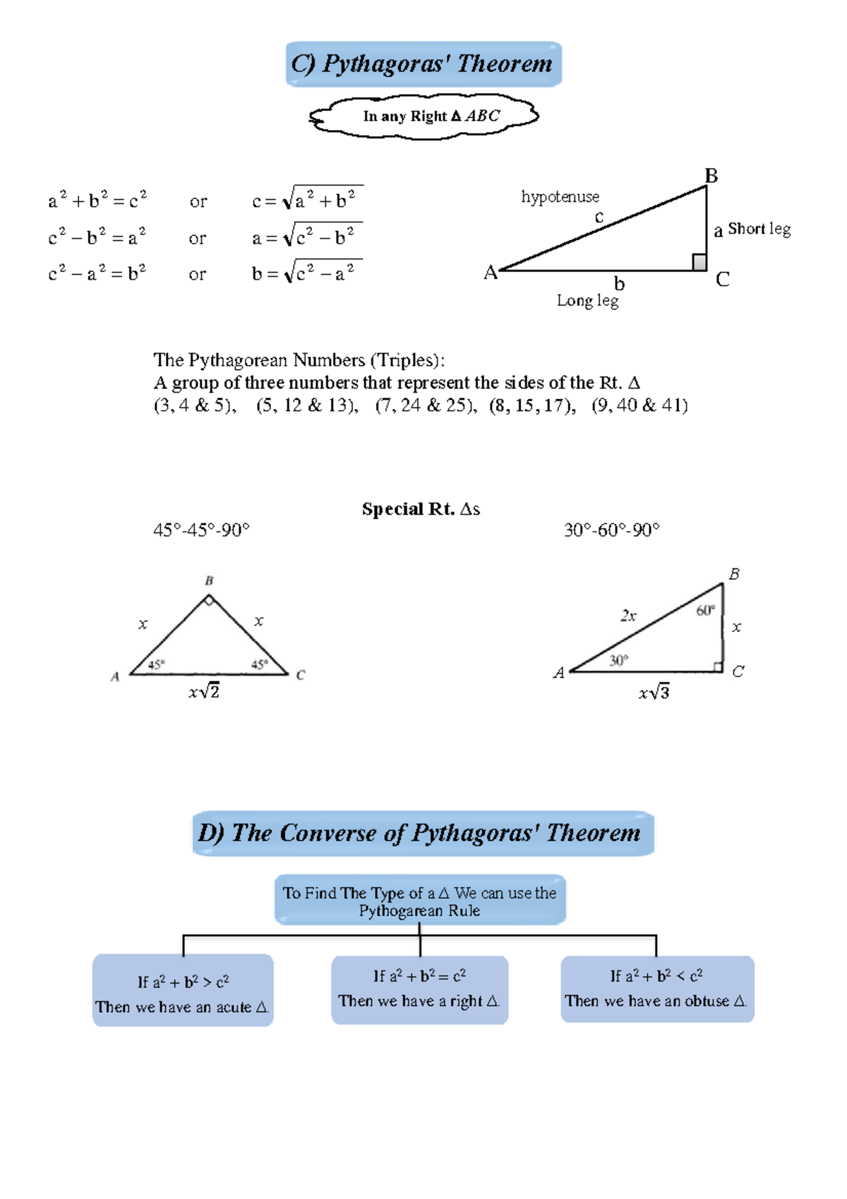Pythagorean Theorem Practice - Understanding Right Triangles - Studocu