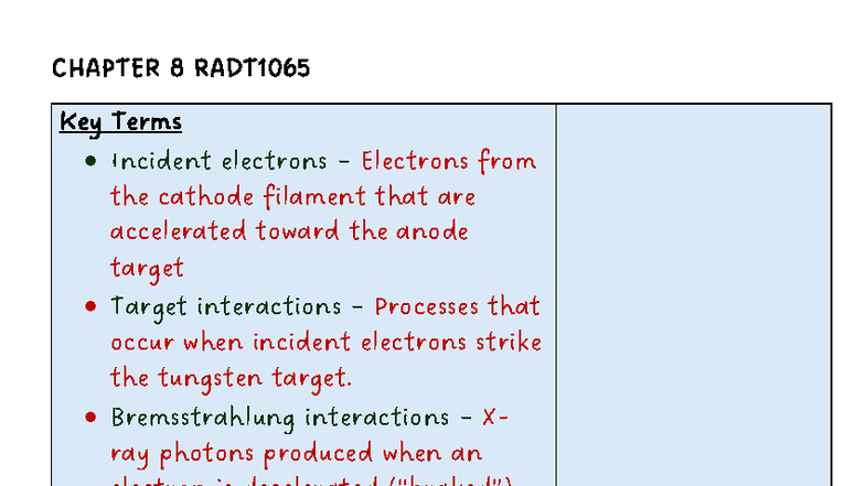 CHP 8 RADT1065 - Key Terms in Radiation Science - Studocu