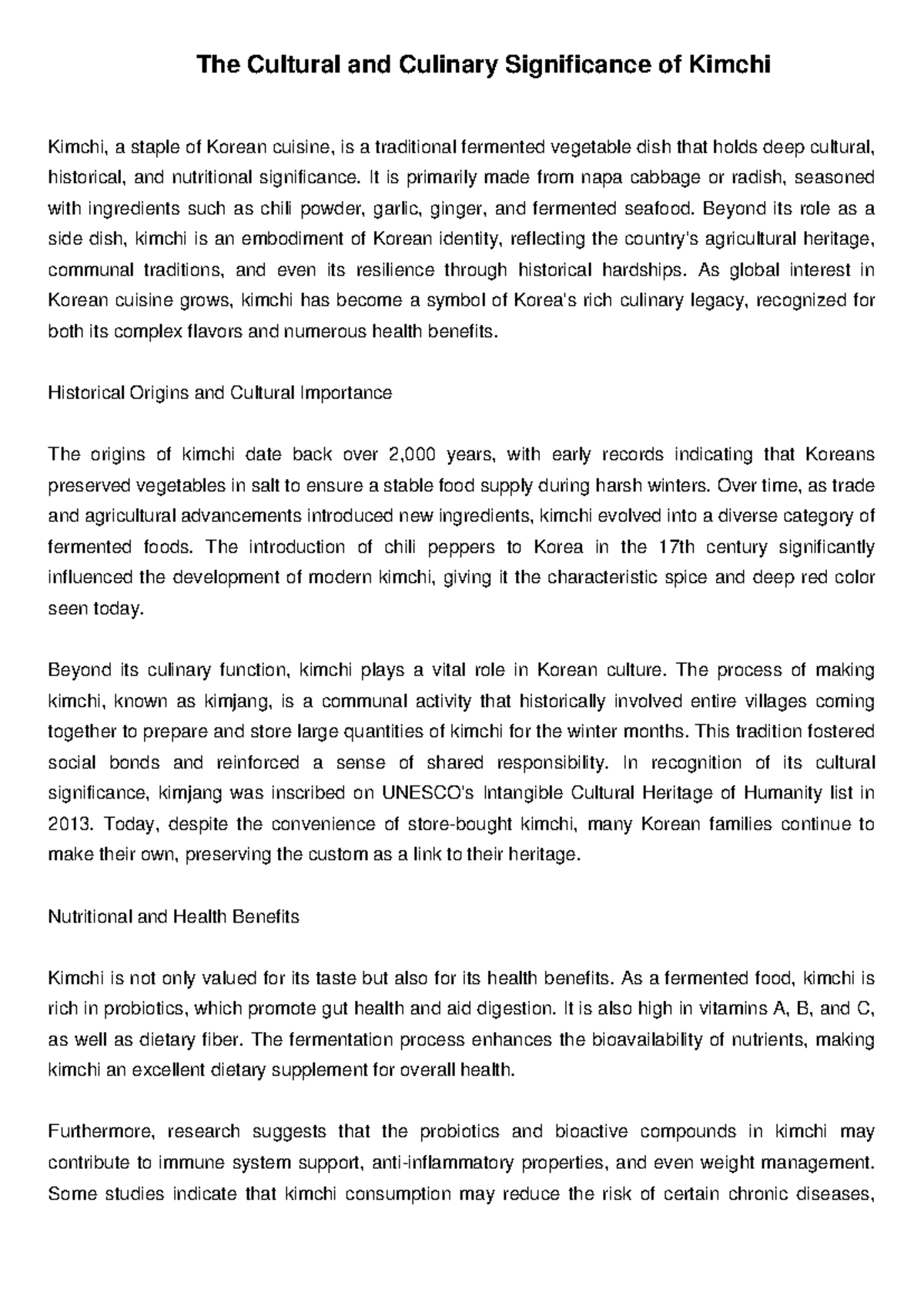 Kimchi Essay - yum mr - The Cultural and Culinary Significance of ...