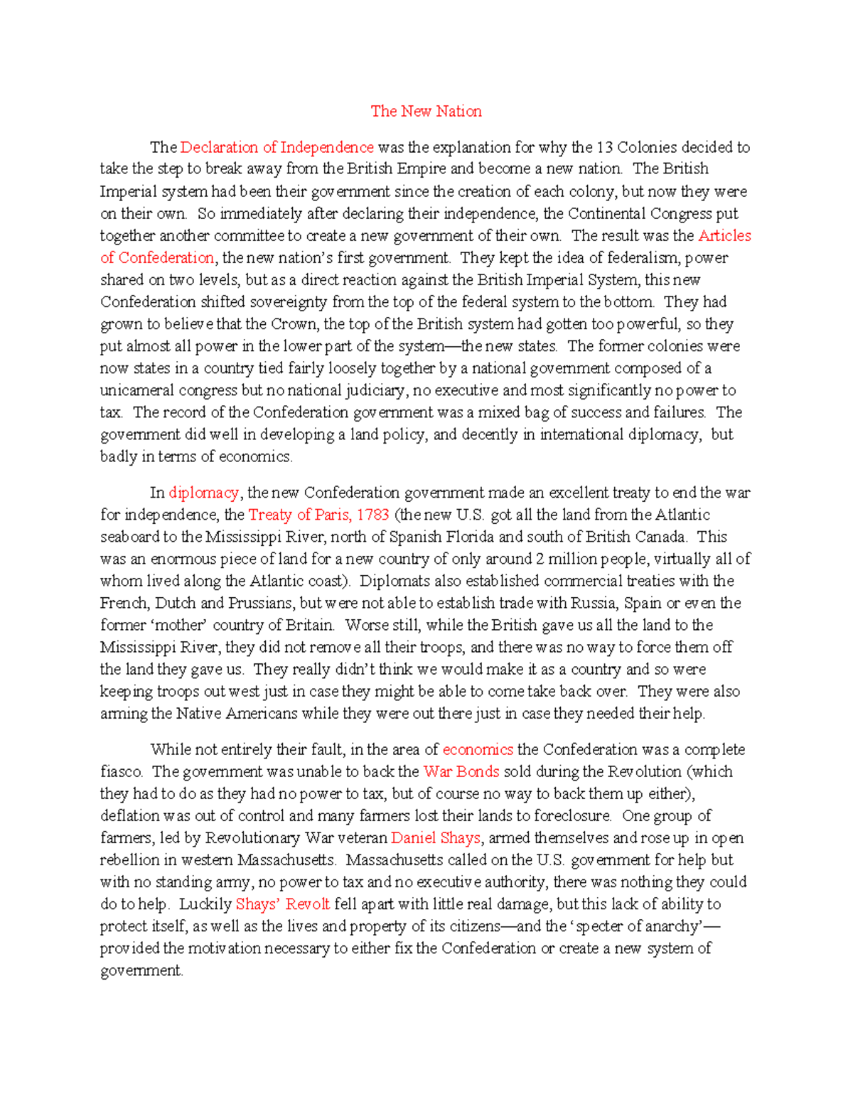 The New Nation: The Articles of Confederation and Its Challenges - The ...