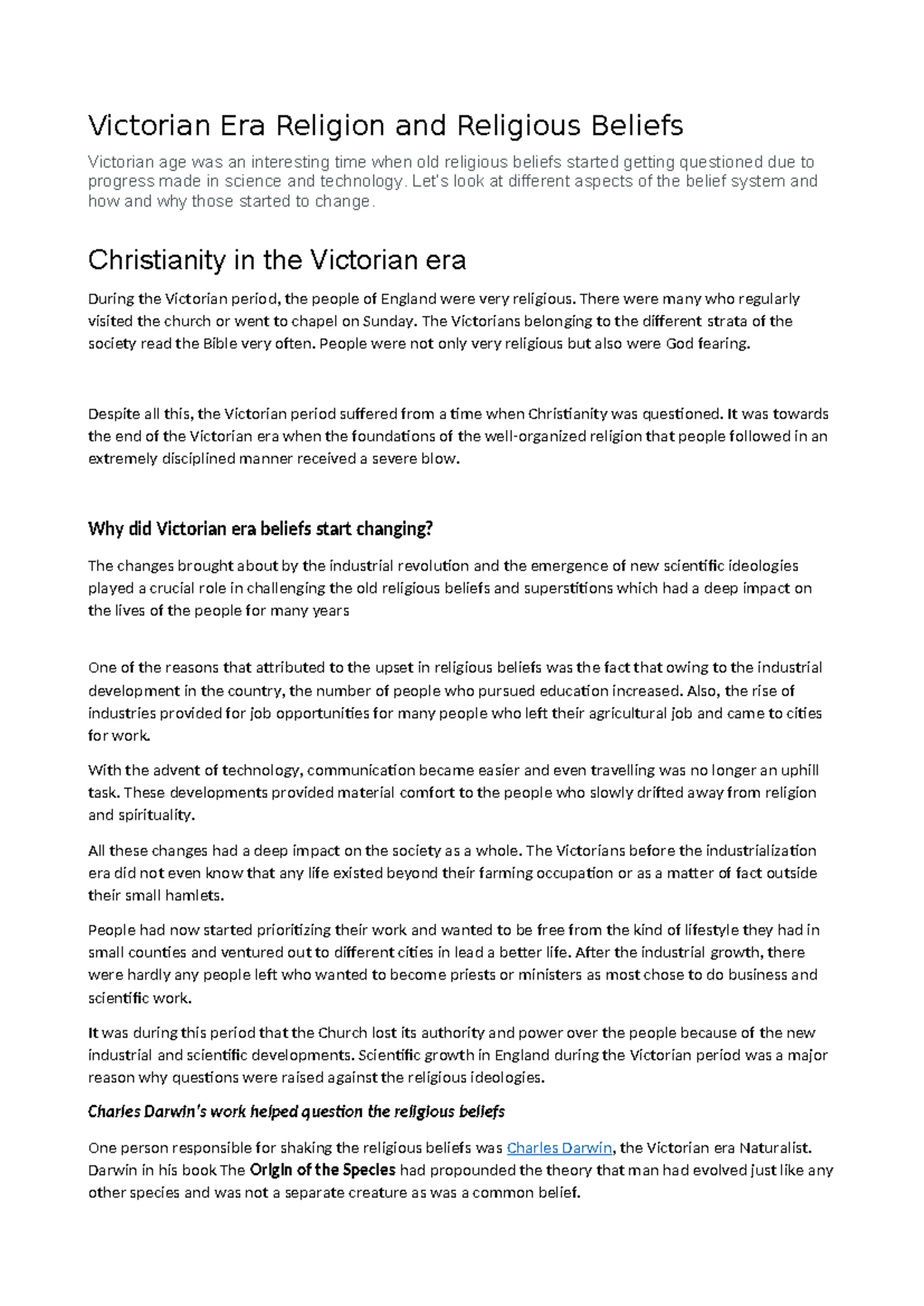 REL 101: Victorian Era Religion - Changes & Challenges in Beliefs - Studocu