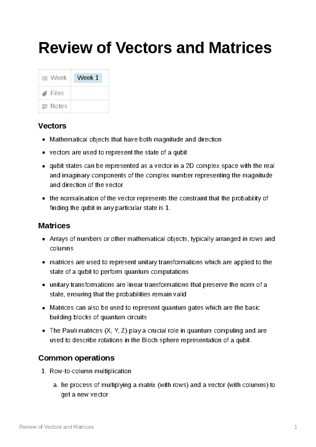 Week 1-Review of Vectors and Matrices - Review of Vectors and Matrices ...
