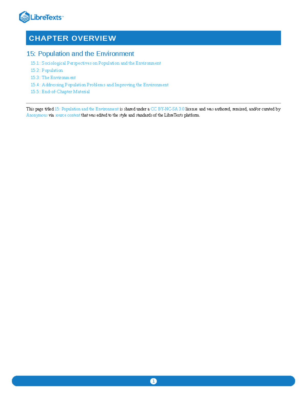 CHAPTER 15: Population and the Environment - Sociological Perspectives ...