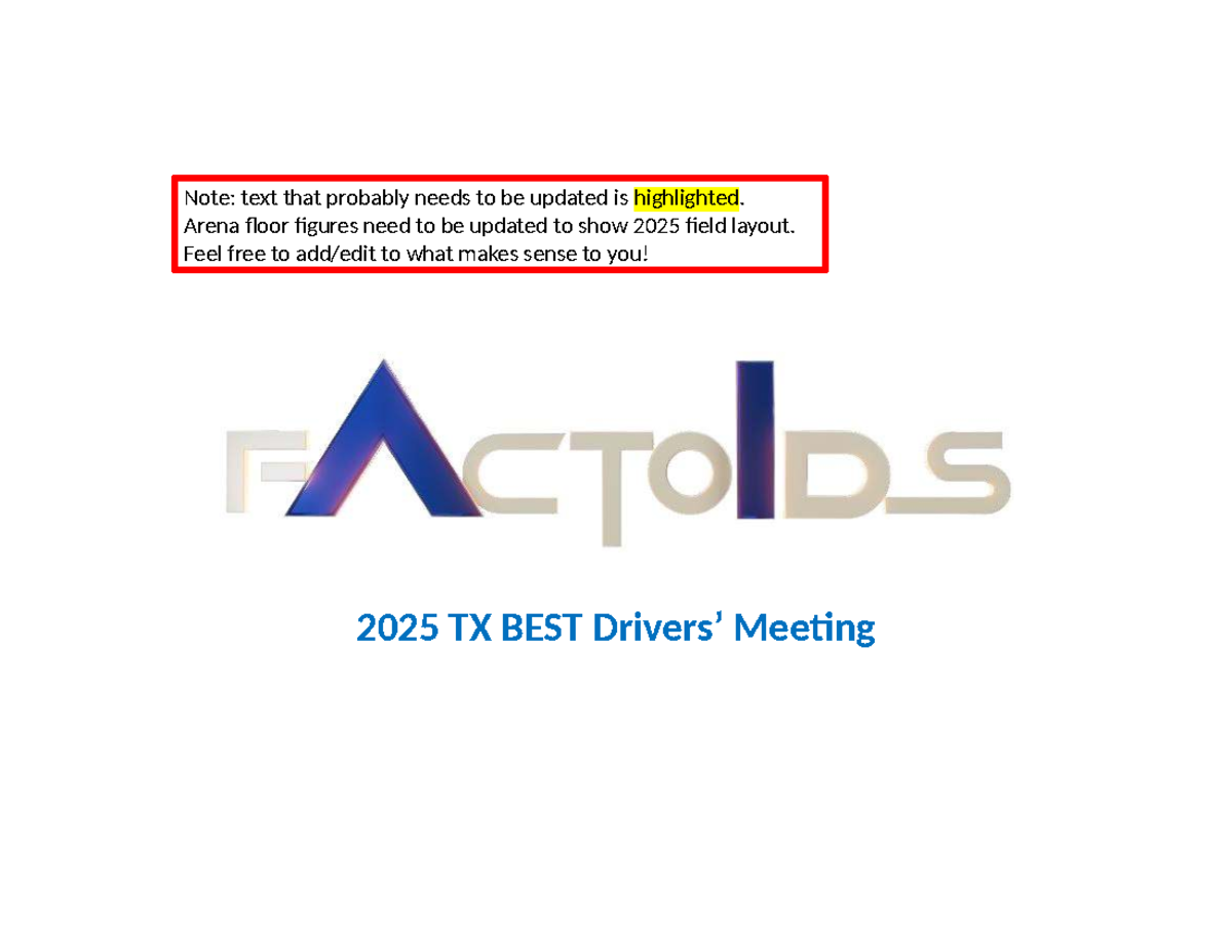 2025 TX BEST Driver's Meeting Overview and Guidelines - Studocu