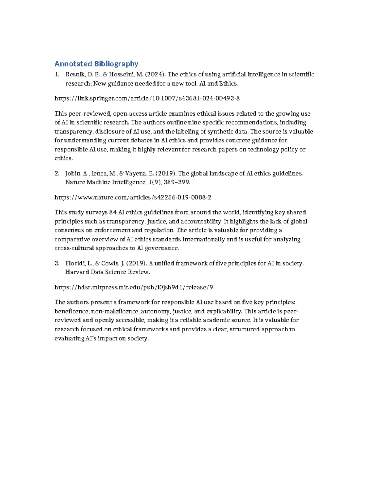 Annotated Bibliography: AI Ethics Overview and Key Principles - Studocu