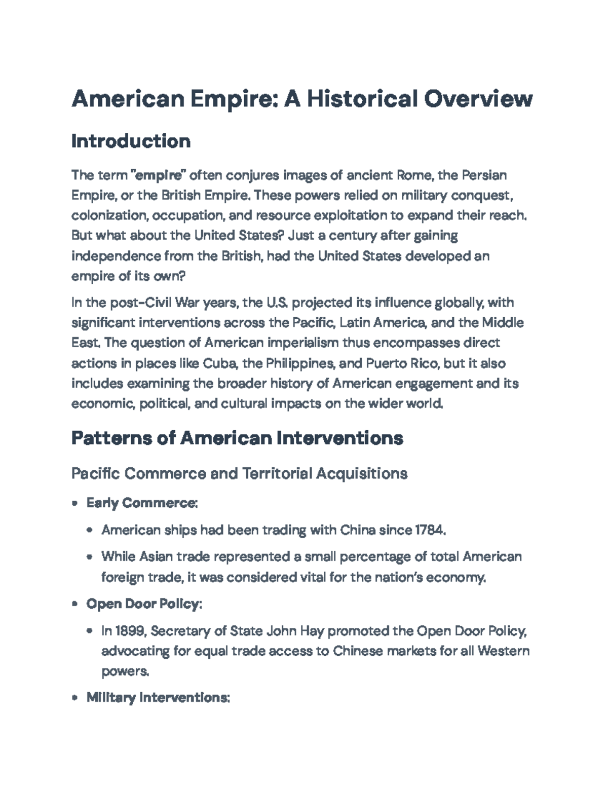 American Empire: Historical Overview of U.S. Imperialism and ...