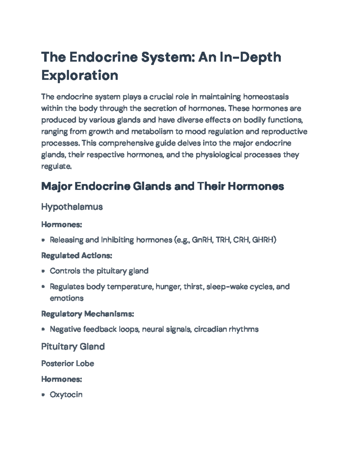 Comprehensive Guide to the Endocrine System and Hormonal Regulation ...