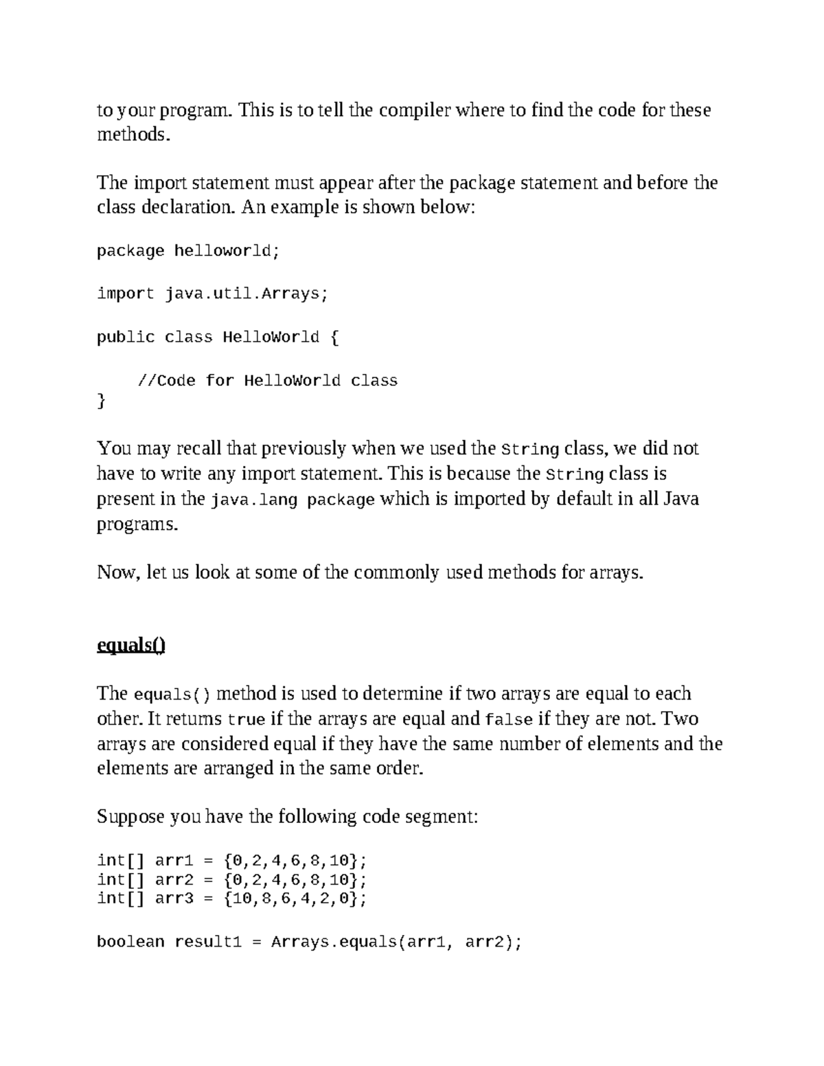 Java Programming Basics: Arrays and Methods Explained - Studocu