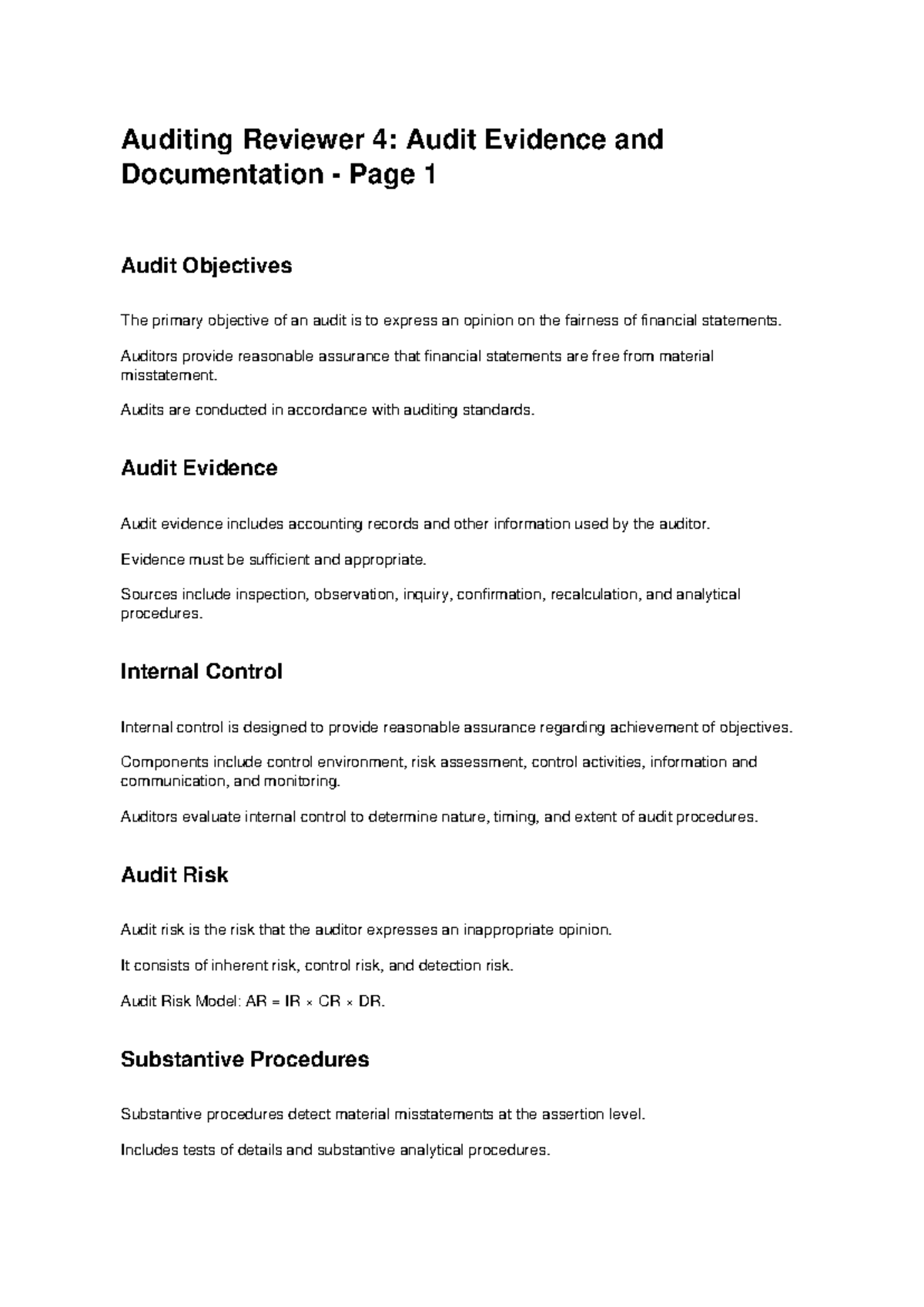 Auditing Reviewer 4: Key Concepts in Audit Evidence & Documentation ...