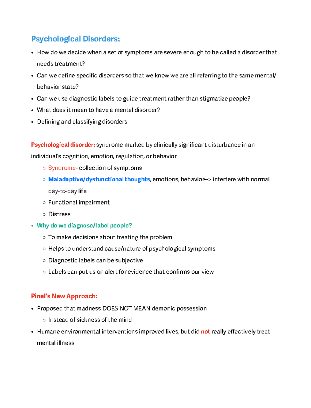 Psychological Disorders: Overview and Classification (Chapter 15) - Studocu
