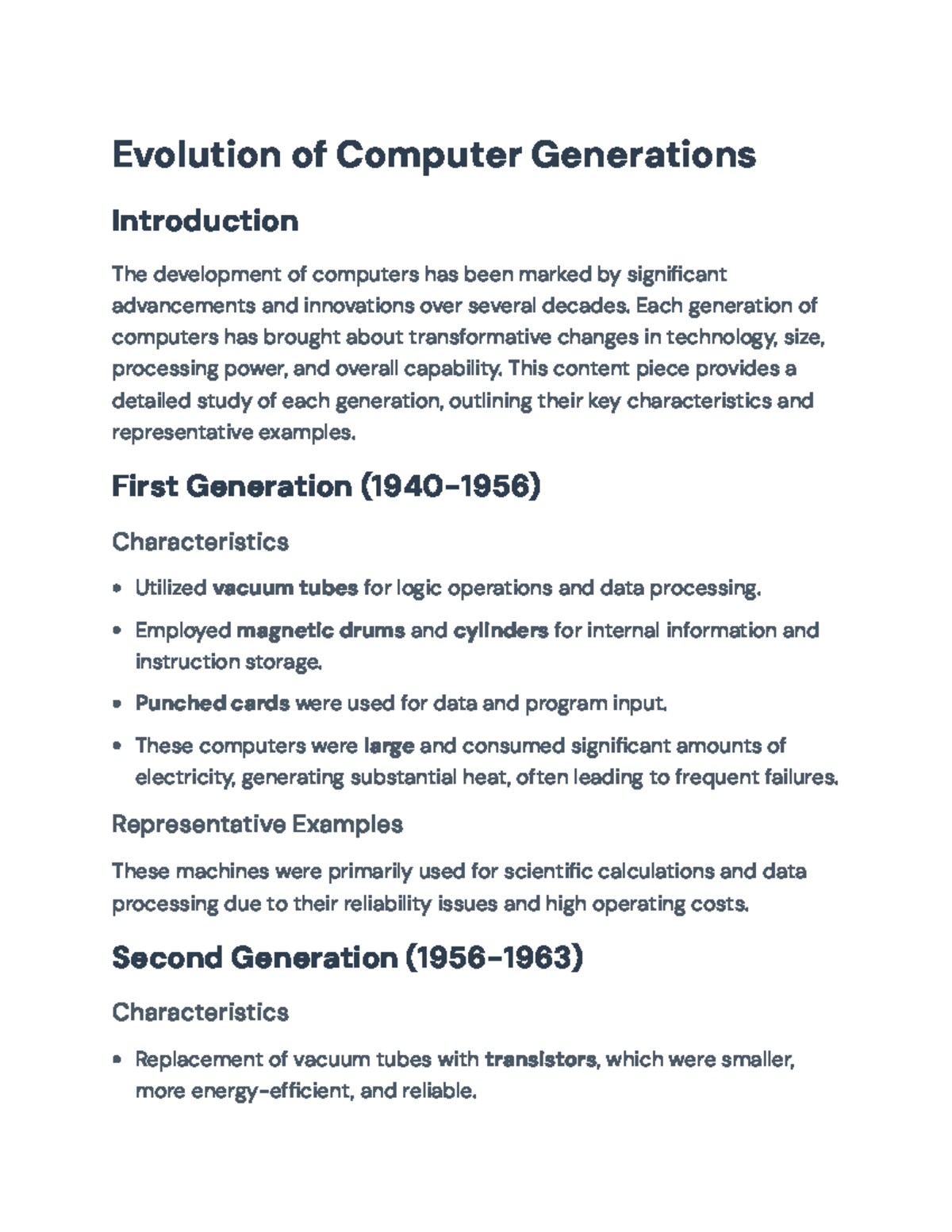 Evolution of Computer Generations: Detailed Overview by Course Code CS101 - Evolution of ...