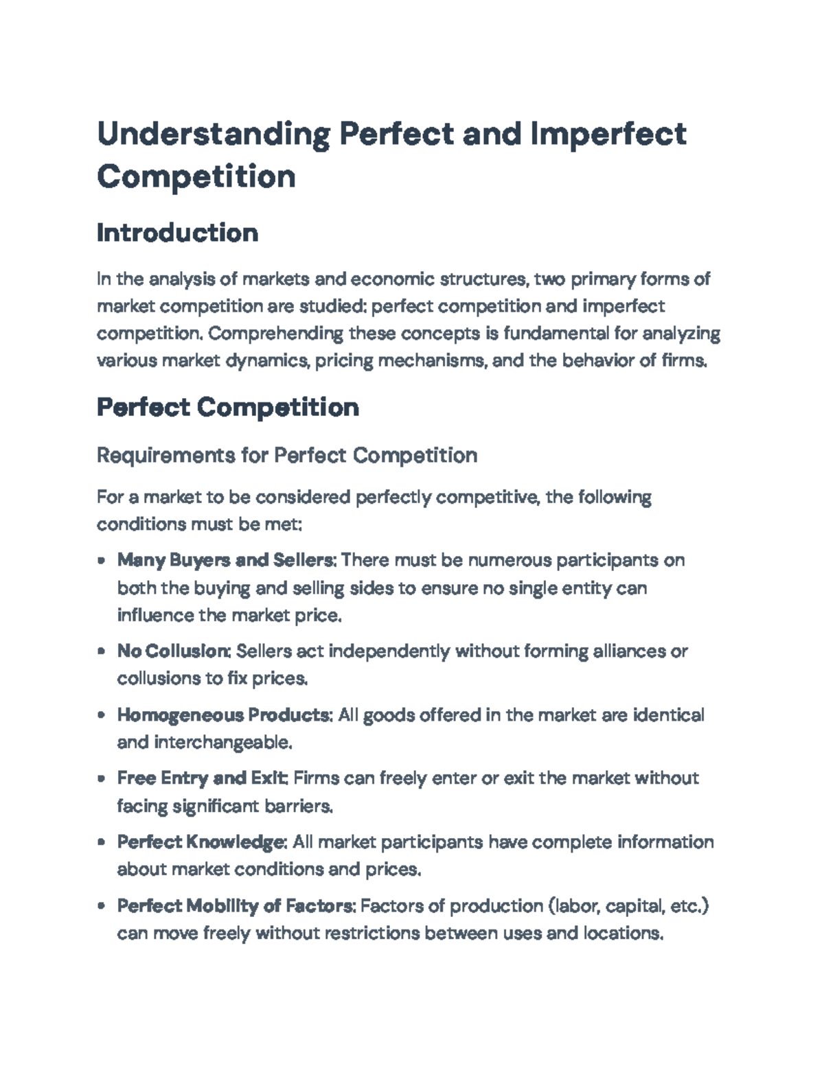 Understanding Perfect and Imperfect Competition in Economics ...