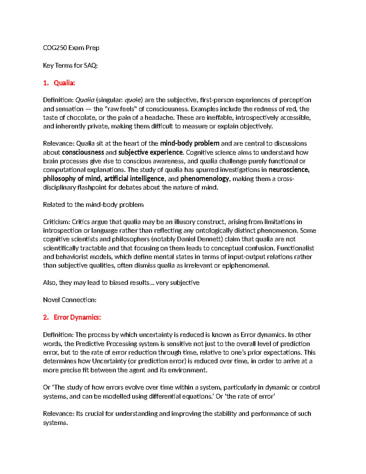 COG250 Exam Prep: Key Terms and Concepts for Understanding ...