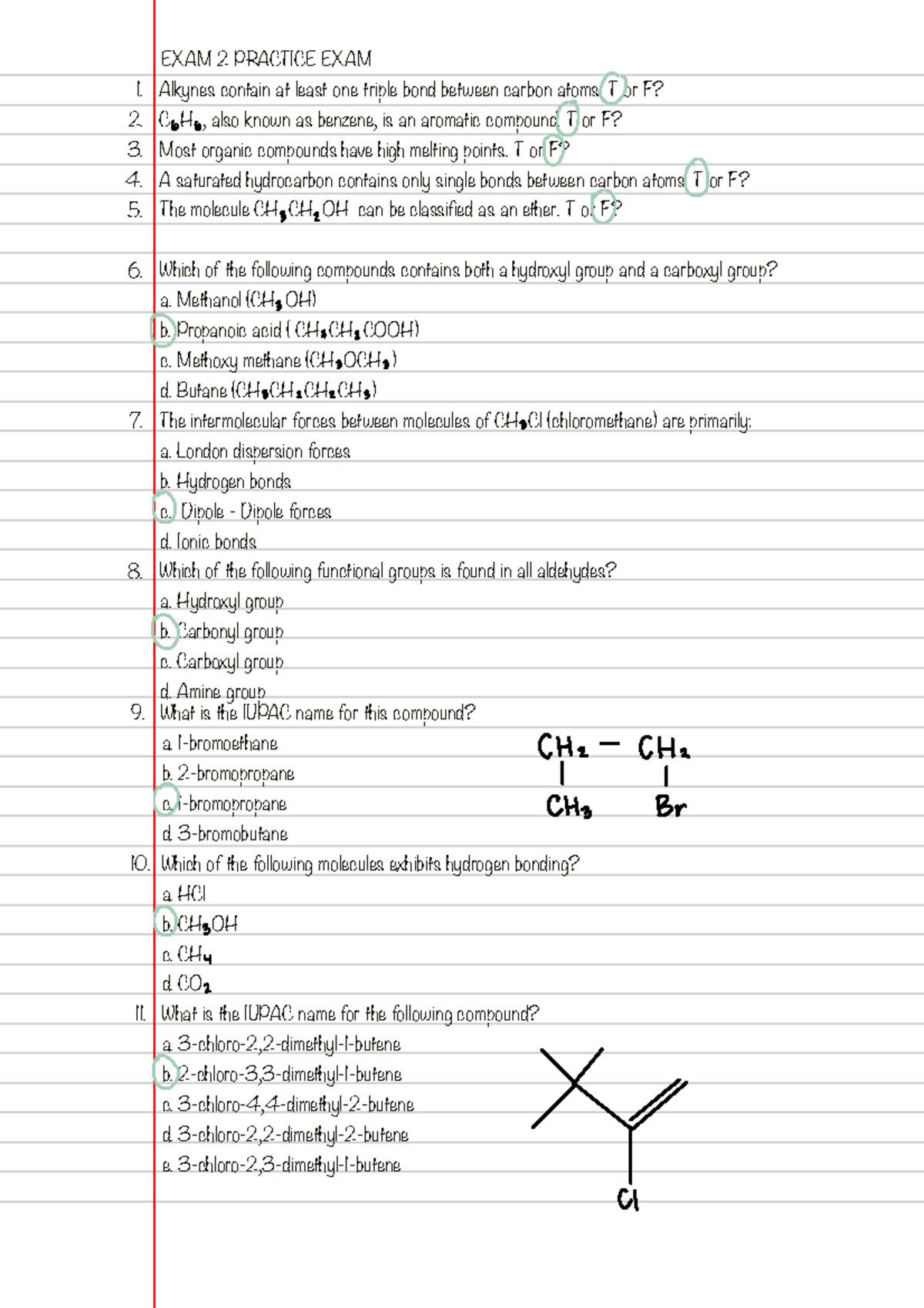 Organic Chemistry Exam 2 Practice Questions - CHM101 - Studocu