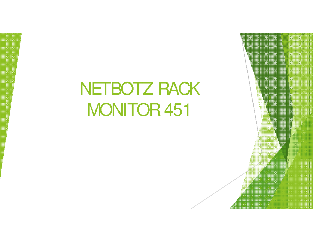 10.a NetBotz Training: Configuration and Management Guide - Studocu