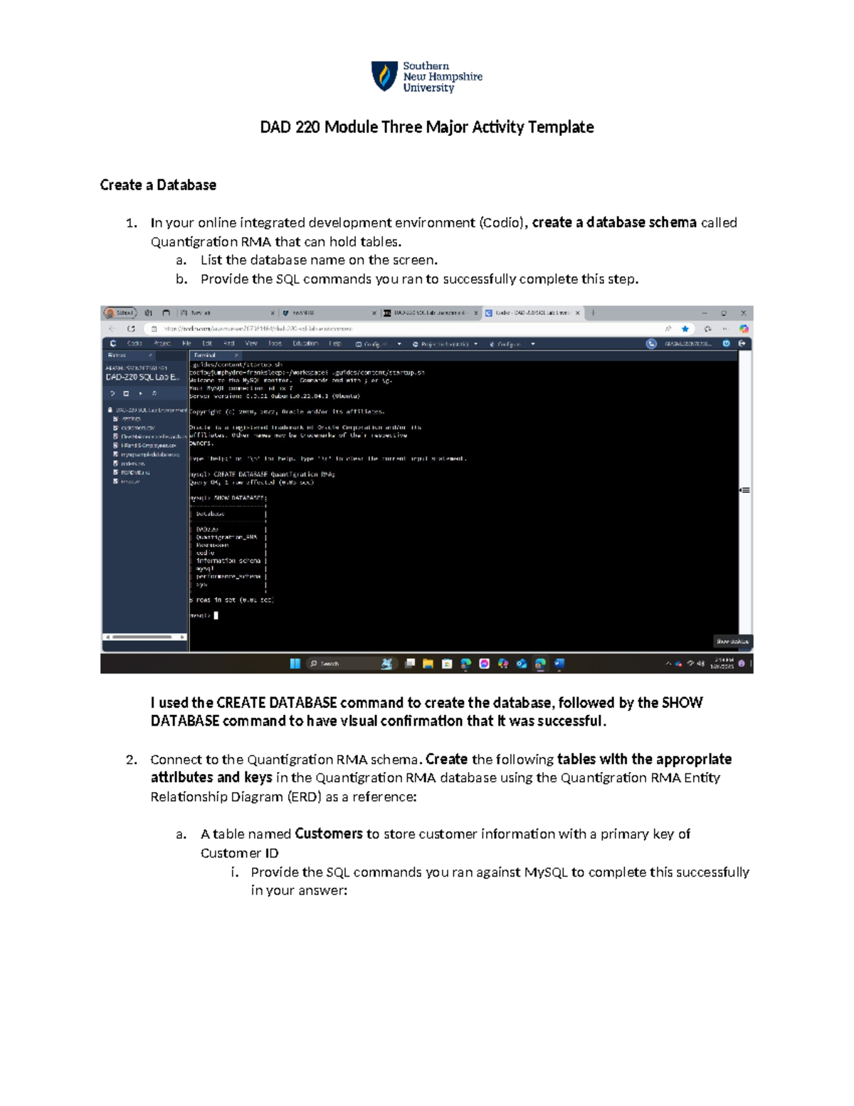 Rasmussen DAD 220 Module Three Major Activity - DAD 220 Module Three Major Activity Template ...