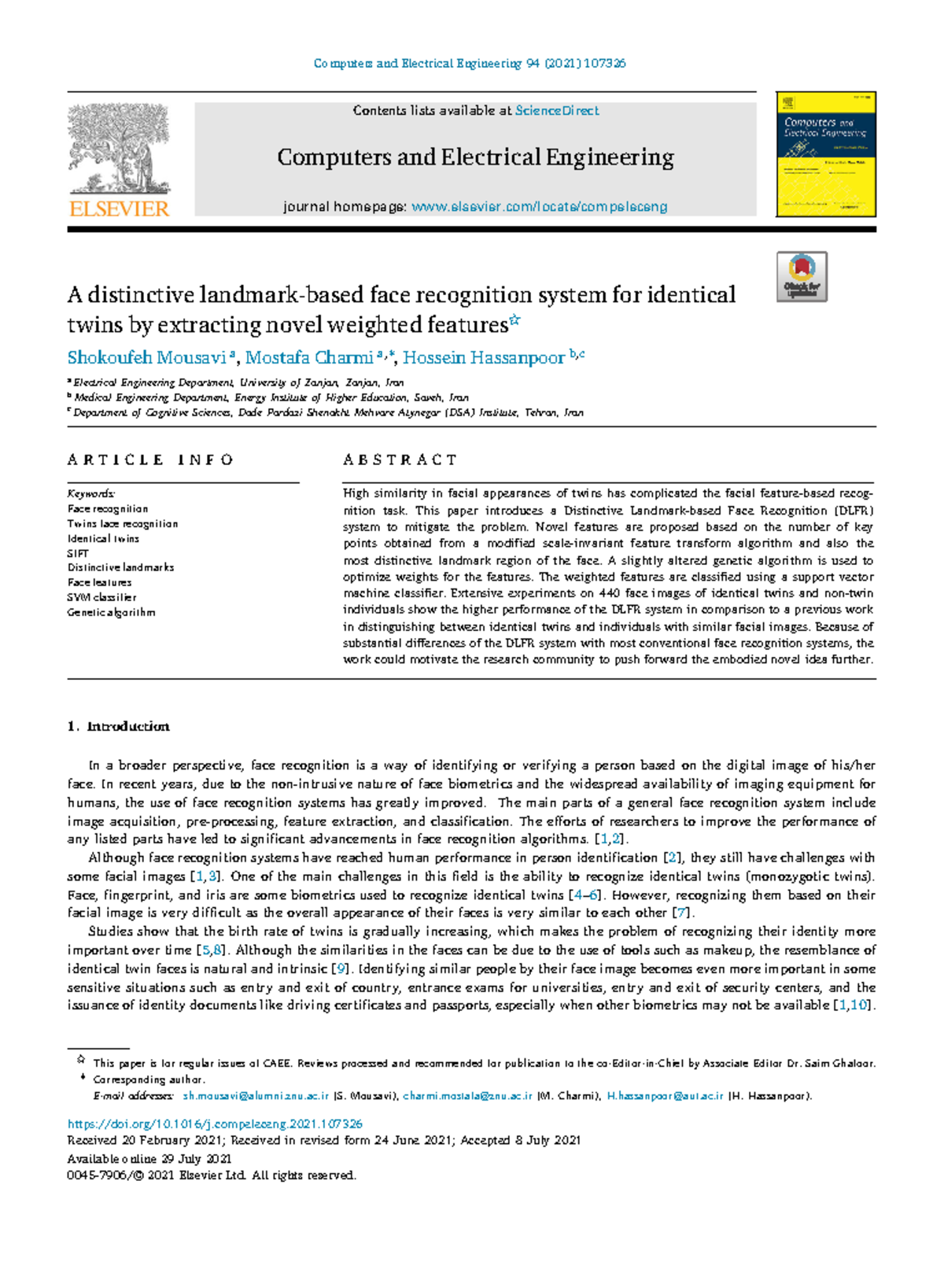 Distinctive Landmark-Based Face Recognition for Identical Twins (CSE ...