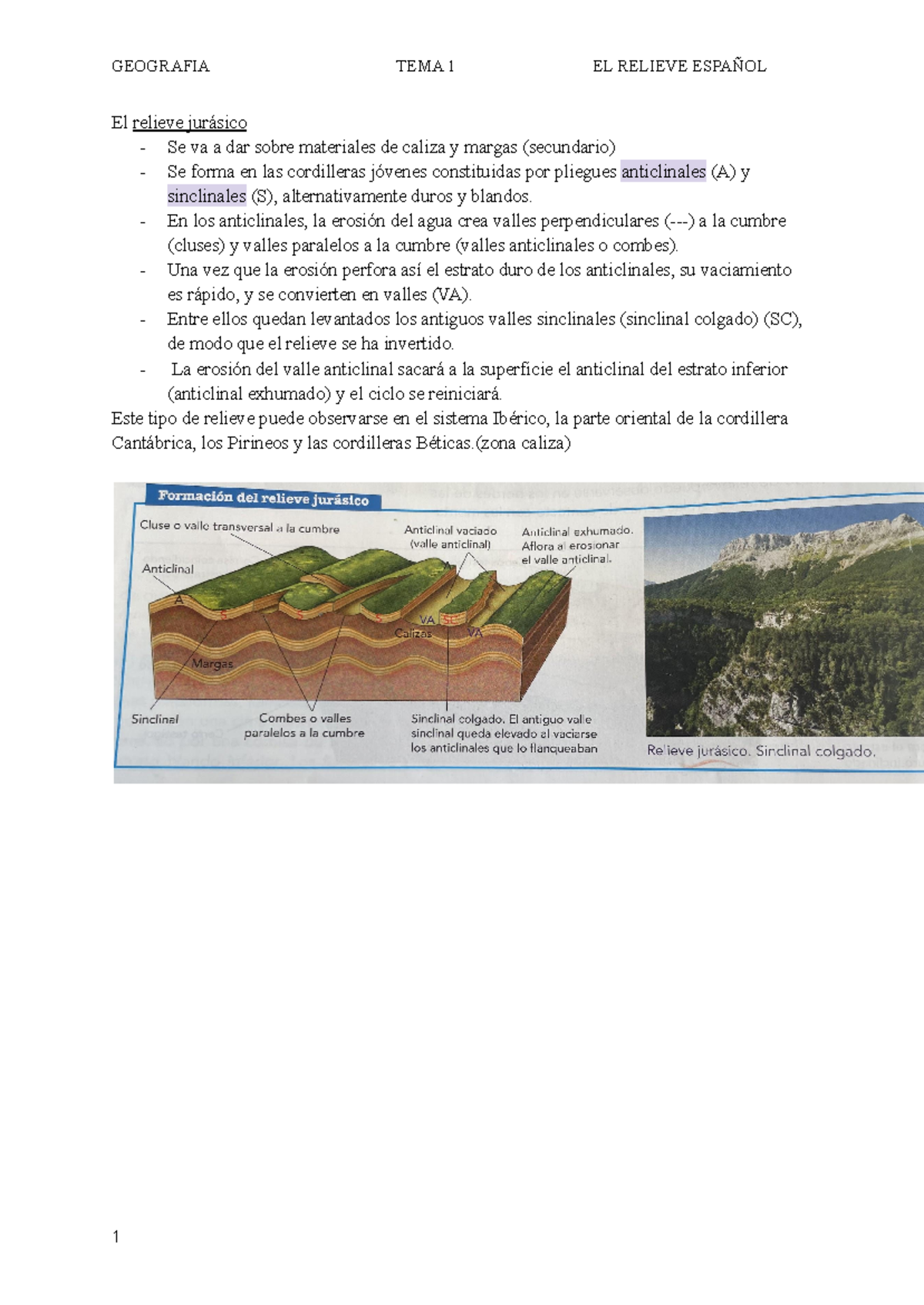 Copia de Geografia tema 1 - El relieve jurásico - Se va a dar sobre ...