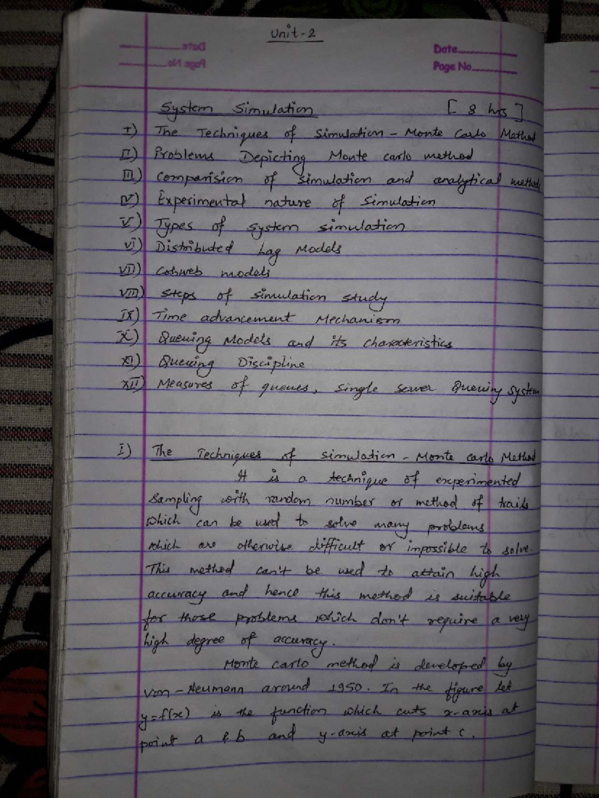 Unit 2: System Simulation Techniques and Monte Carlo Method Notes - Studocu