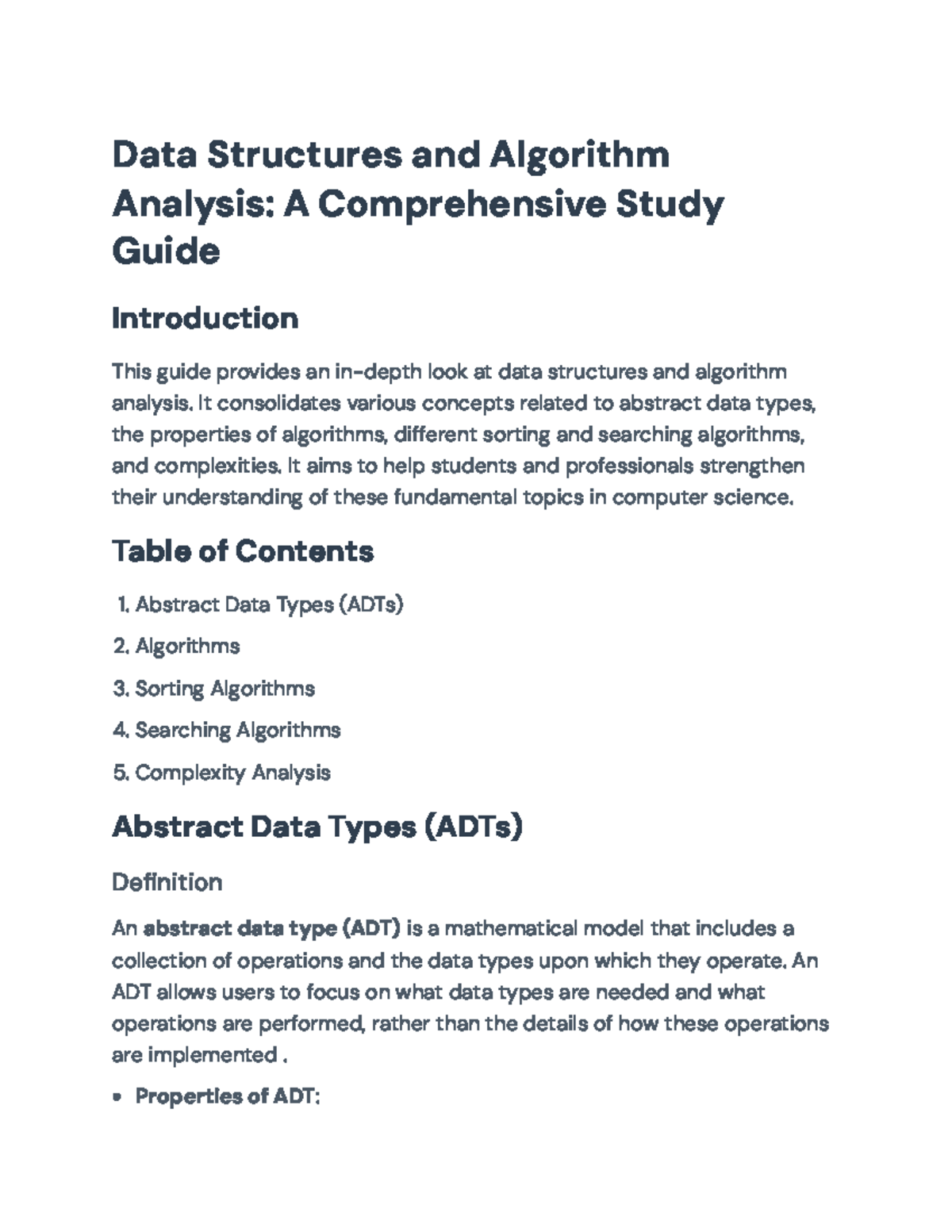 Comprehensive Guide to Data Structures & Algorithm Analysis 101 - Studocu