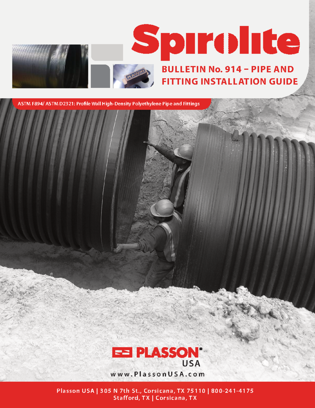 Plasson-USA-180009-Bulletin-914-Spirolite-Pipe-Installation-Guide - Studocu