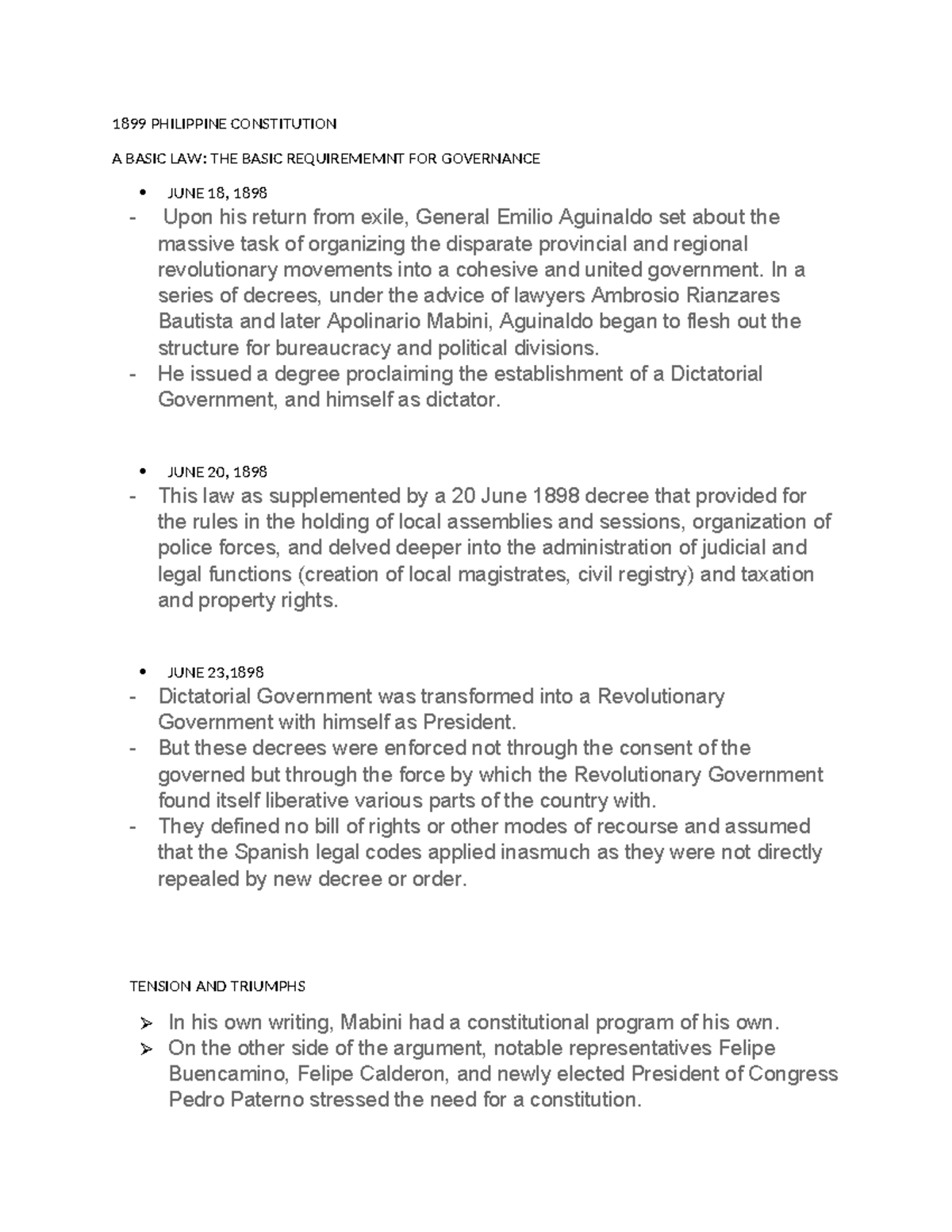 1899 Philippine Constitution: Foundations of Governance and Rights ...