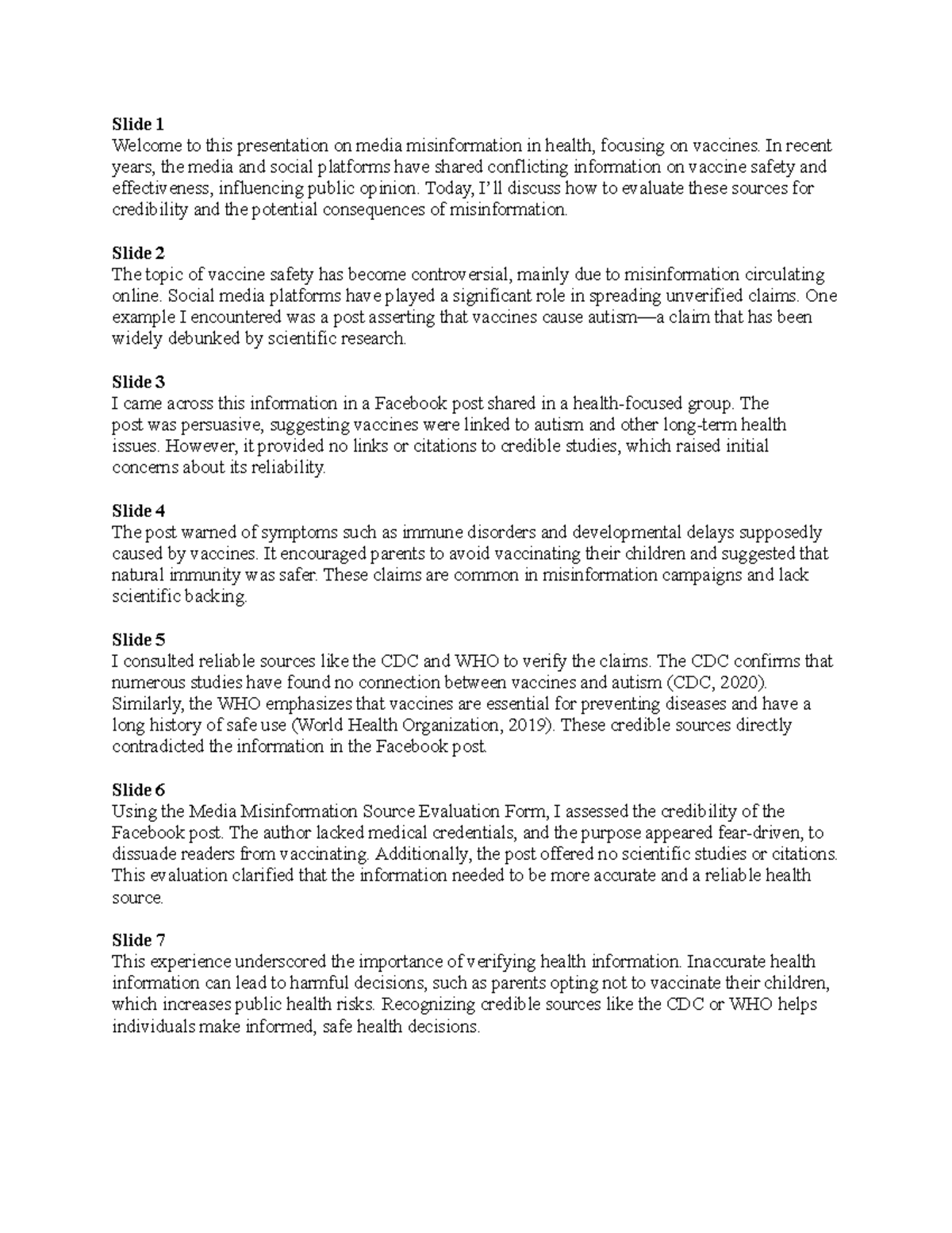 BIO-FPX1000 Assessment 7: Evaluating Media Misinformation on Vaccines - Studocu