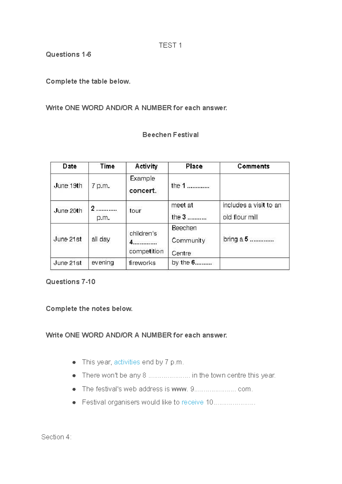 IELTS Listening Test 1-7 Questions and Answers (Vol 1) - Studocu