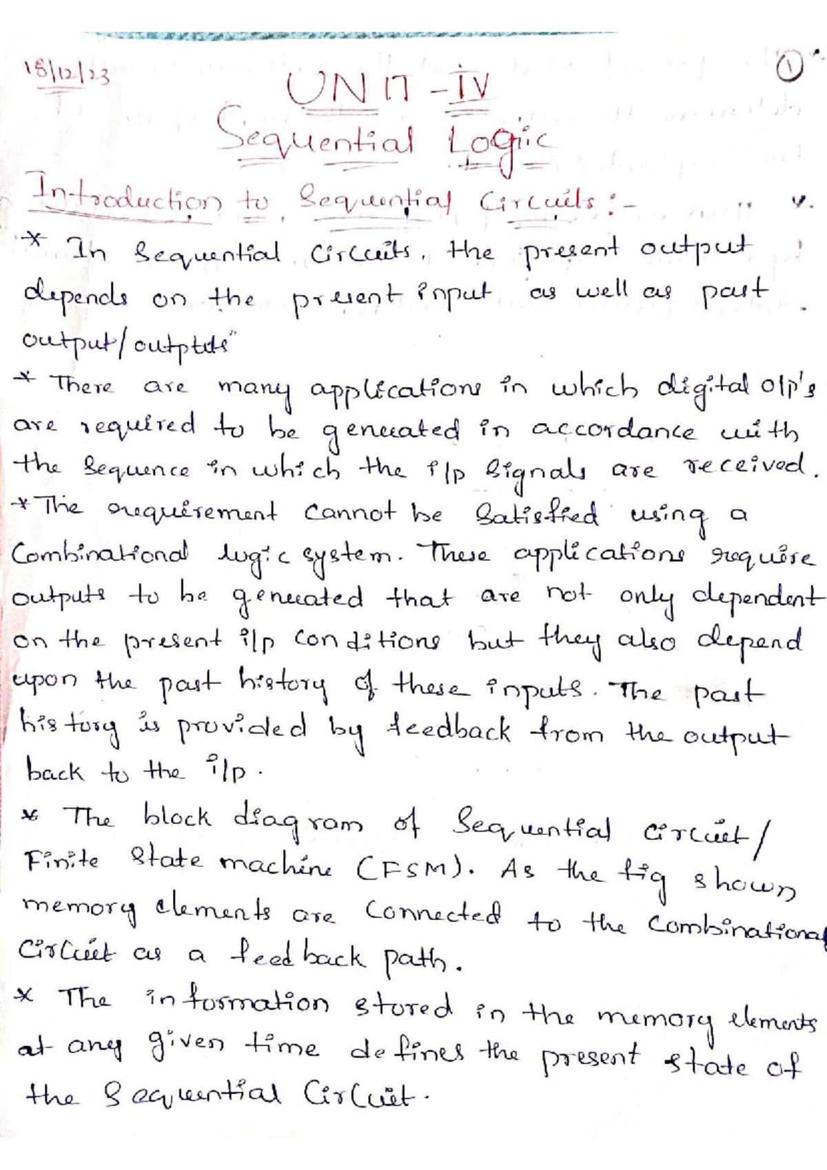 Unit-4 Sequential Logic: Introduction to Sequential Circuits and Applications - Studocu
