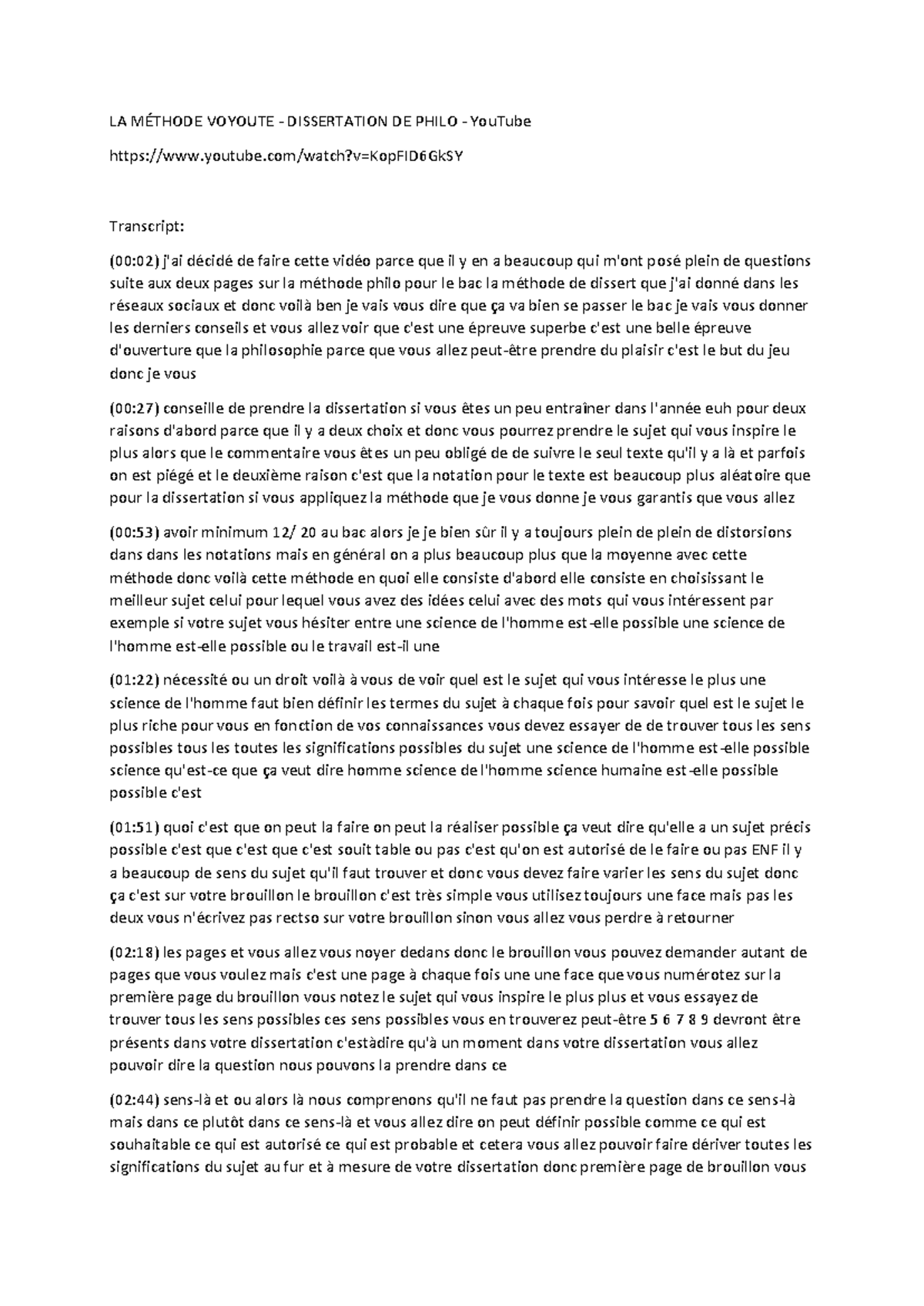 LA MÉTHODE VOYOUTE POUR LA DISSERTATION DE PHILO (BAC) - Studocu