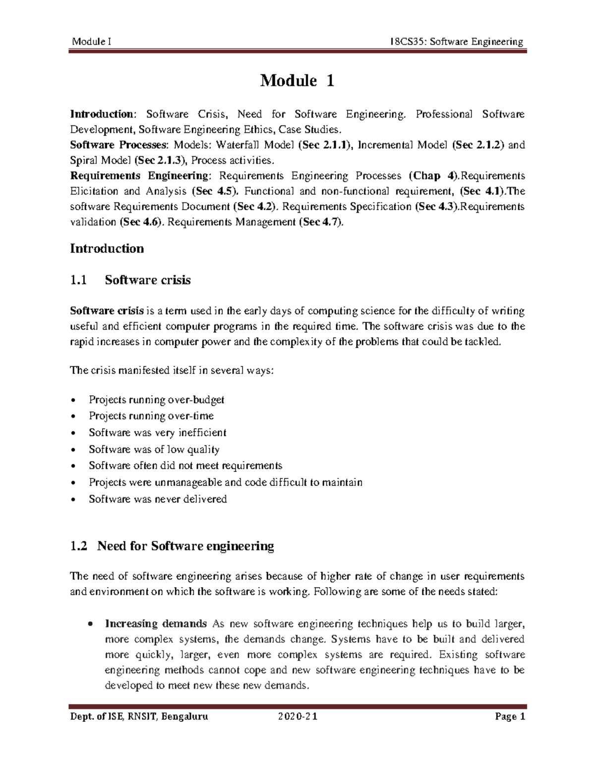 Software Engineering Basics: Module 1 Notes (CS101) - Studocu