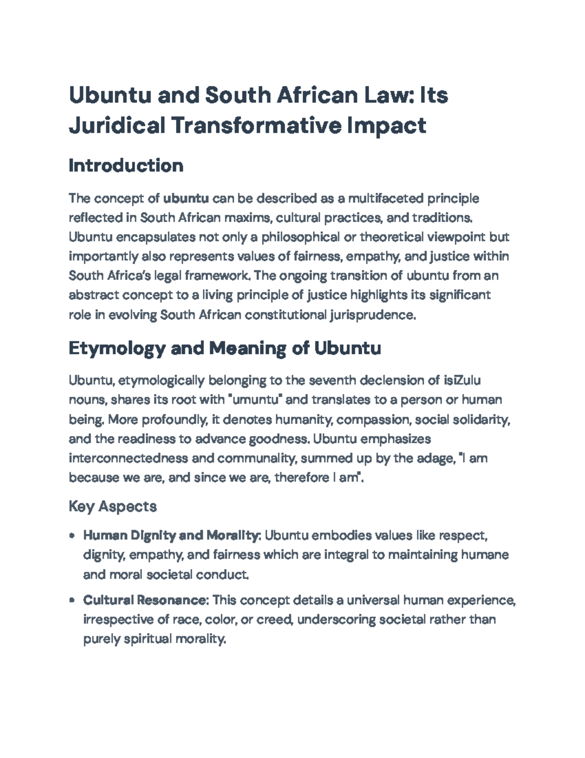 Ubuntu's Transformative Impact on South African Law: A Juridical ...