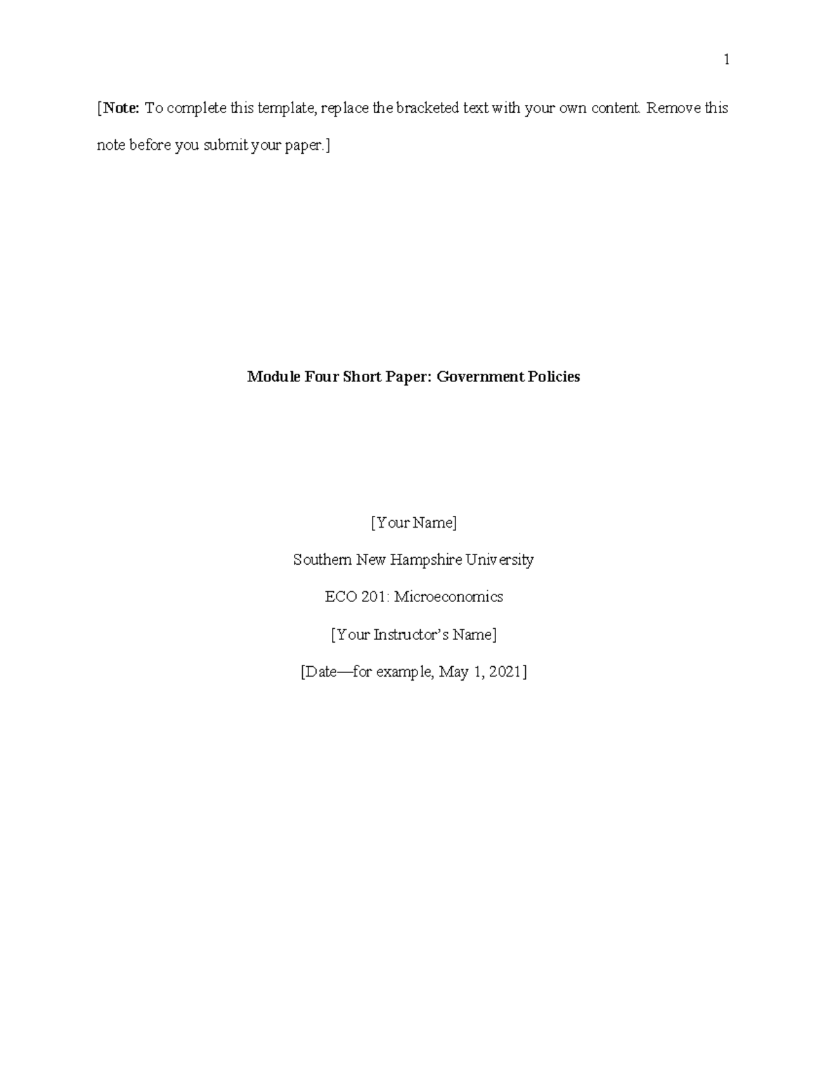 ECO 201 Module Four Short Paper: Analyzing Government Policies - Studocu