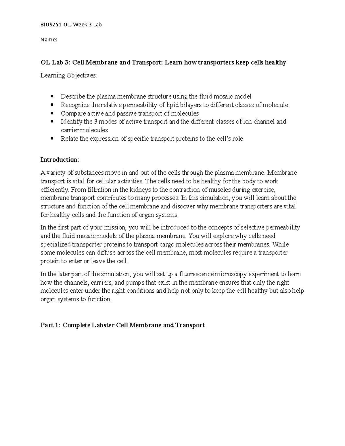 Week 3 Final LABS BIOS251 Online Labs Week 3 Membrane Transport Lab -1 ...