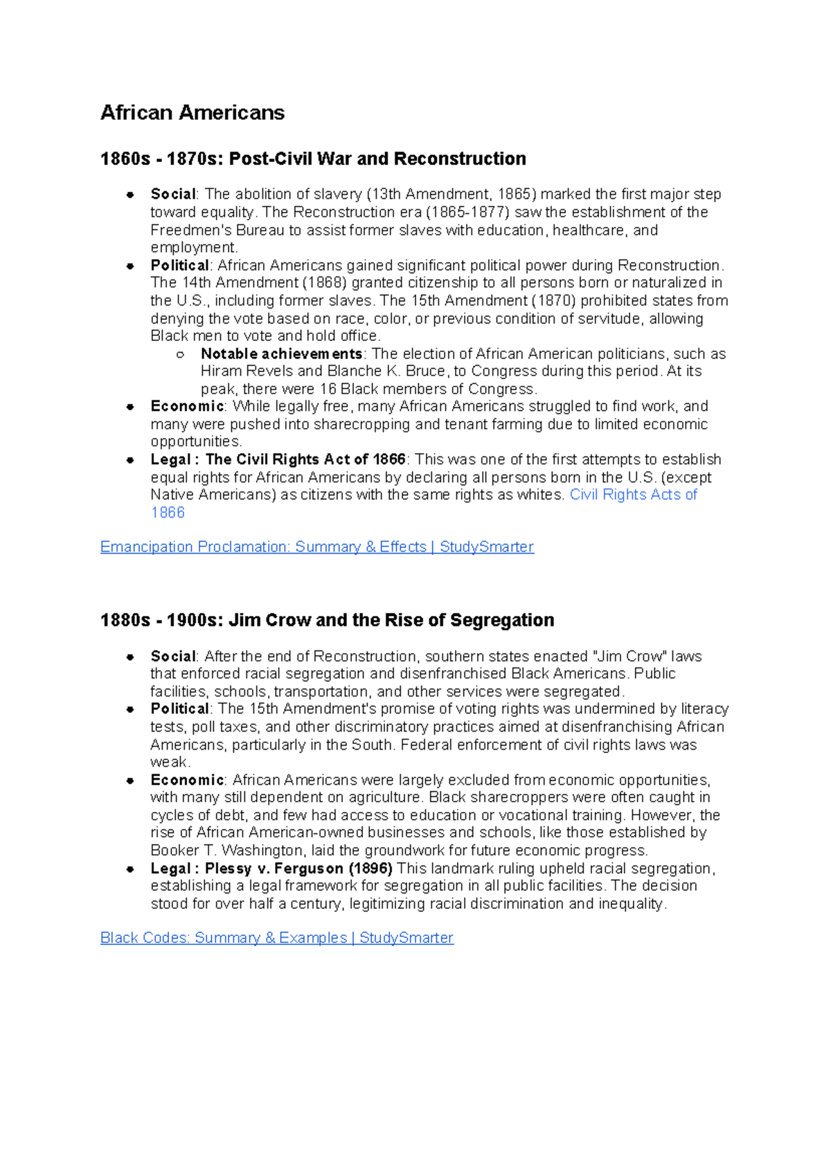 Civil Rights Timeline Summary: Key Milestones & Impact - Studocu