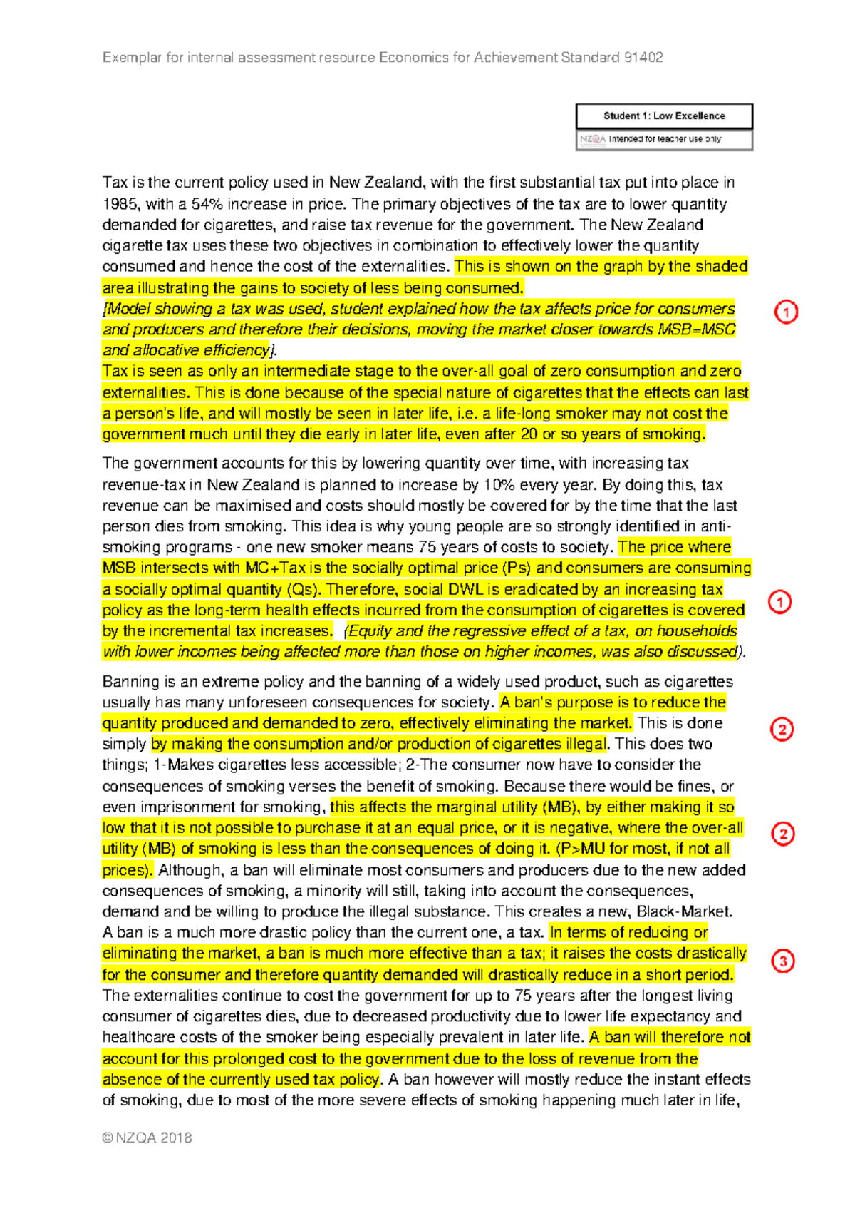 91402 Exemplar for Internal Assessment: Economics of Cigarette Tax ...