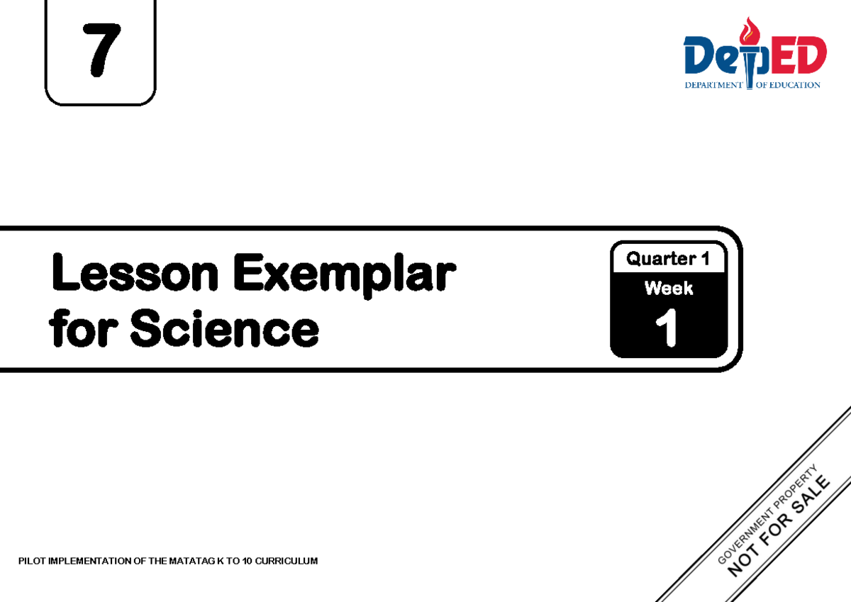 LE Science 7 Q1 Week 1 Lesson Exemplar for MATATAG Curriculum - Studocu