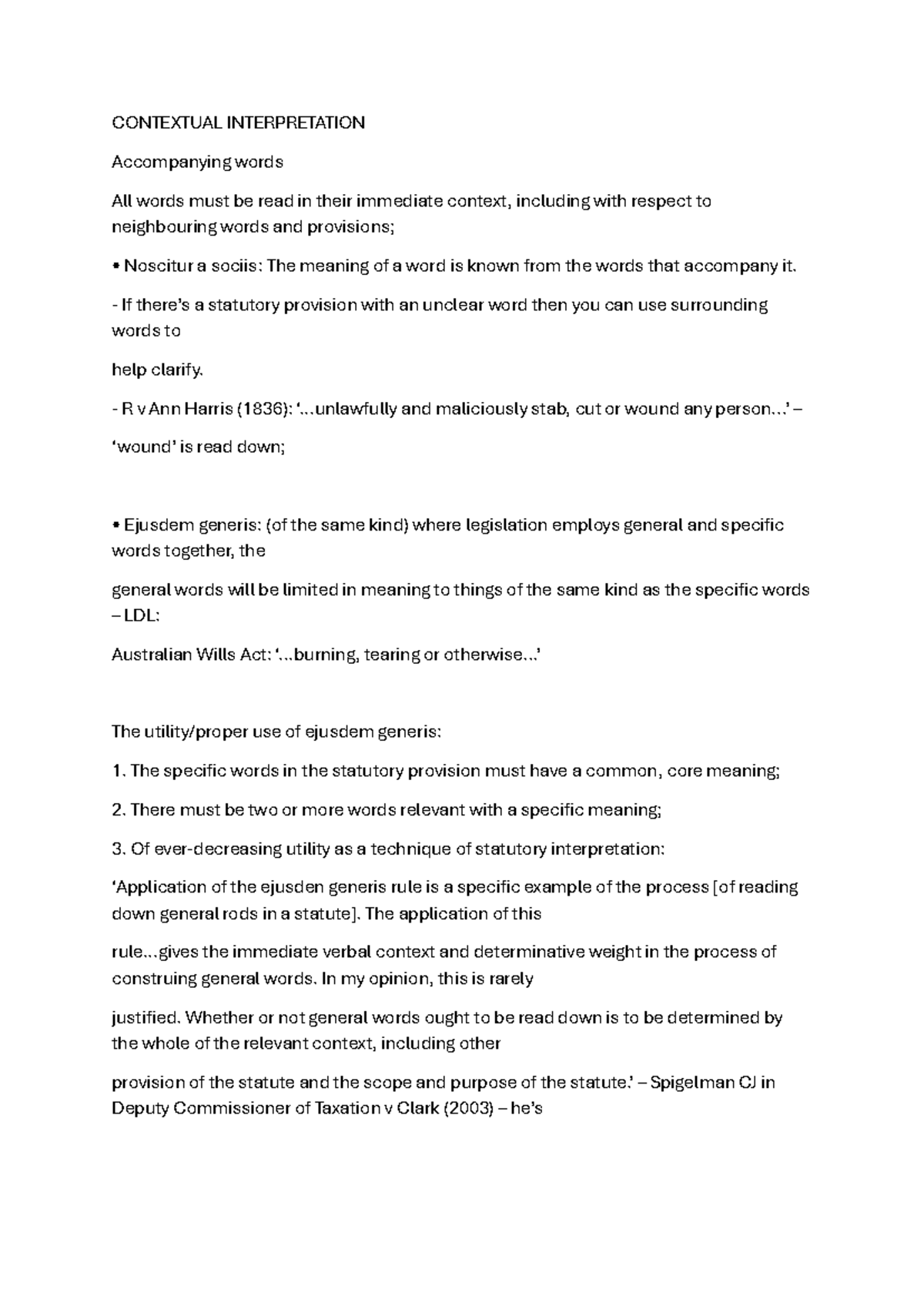 Contextual Interpretation: Key Principles and Statutory Rules - Studocu