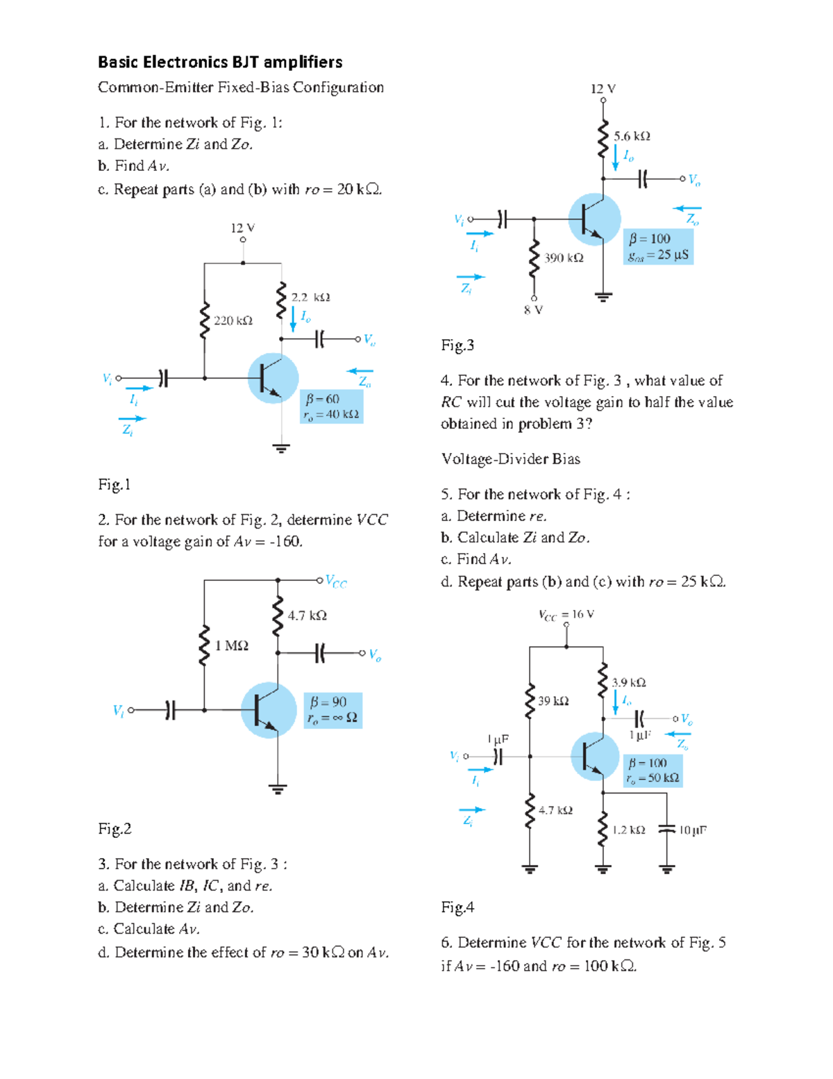 [Exercise] BJT amplifier - Basic Electronics BJT amplifiers Common ...