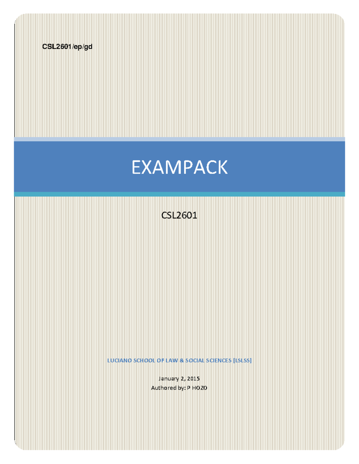 CSL2601 Exam Pack: Comprehensive Study Notes for Law Students - Studocu