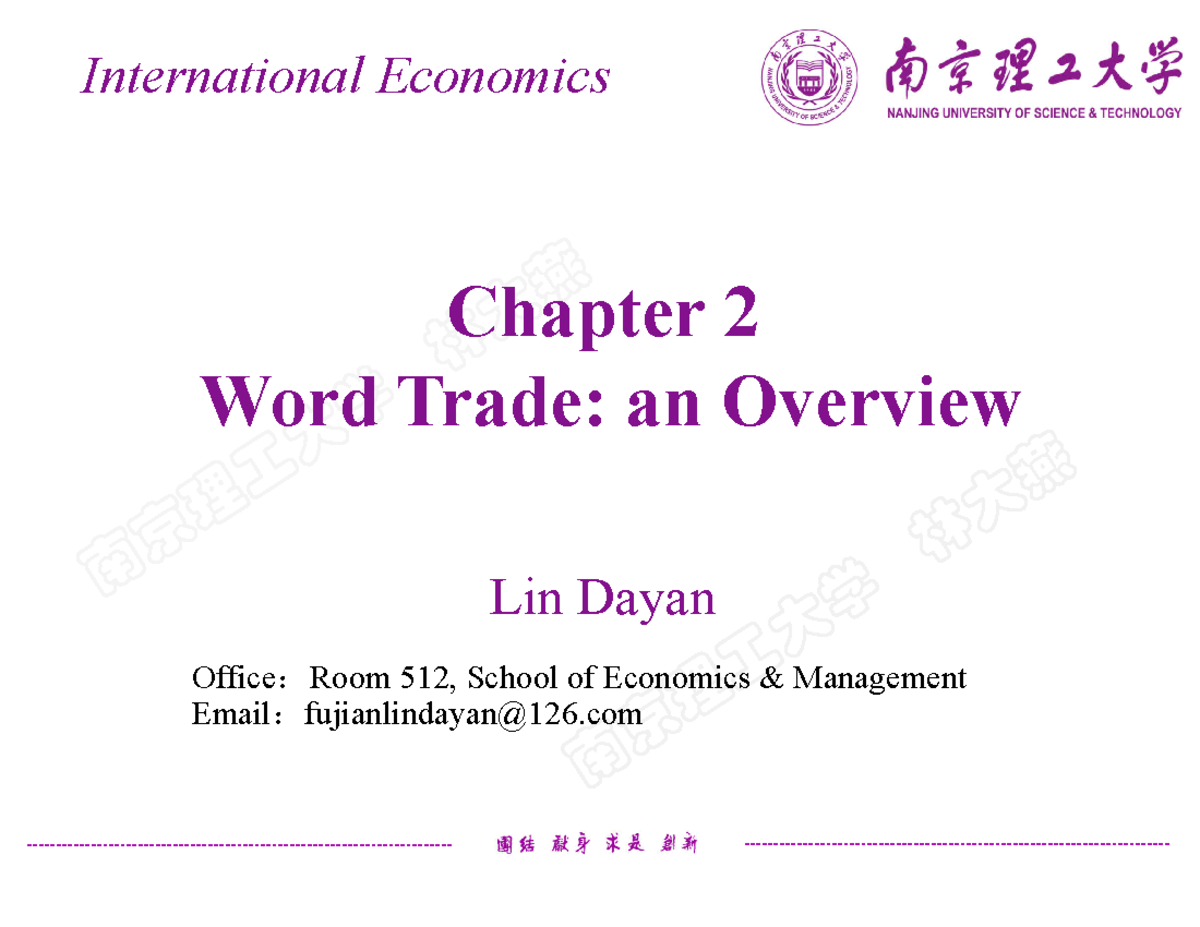 International Economics 512: Chapter 2 - World Trade Overview - Studocu