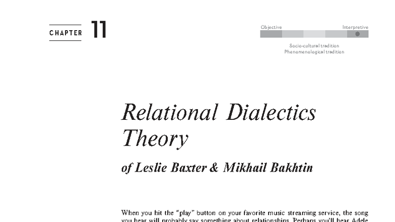 CHAPTER 11: Relational Dialectics Theory - Navigating Competing ...