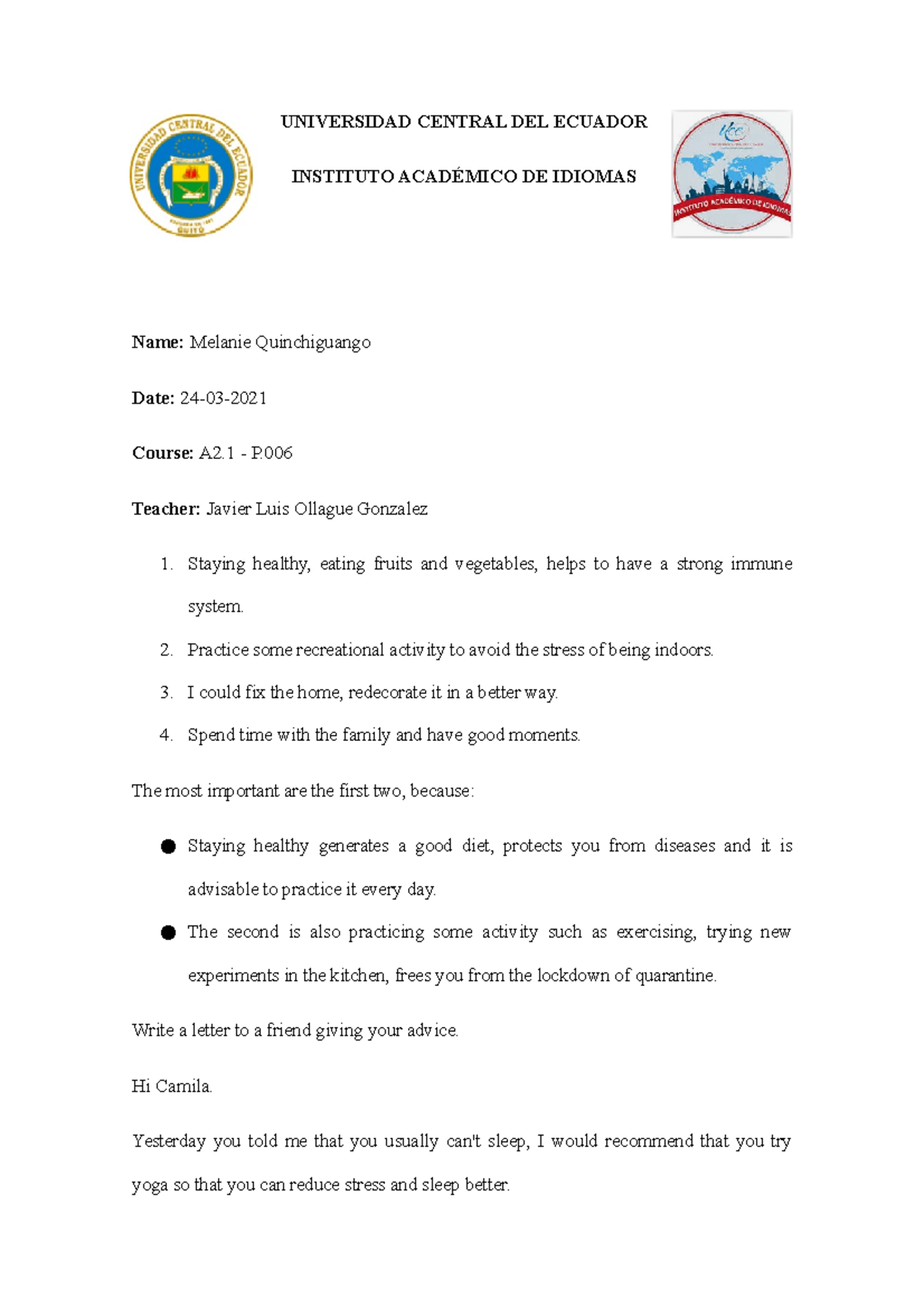 Writing - UNIT 3- Cachimuel KORY - UNIVERSIDAD CENTRAL DEL ECUADOR ...