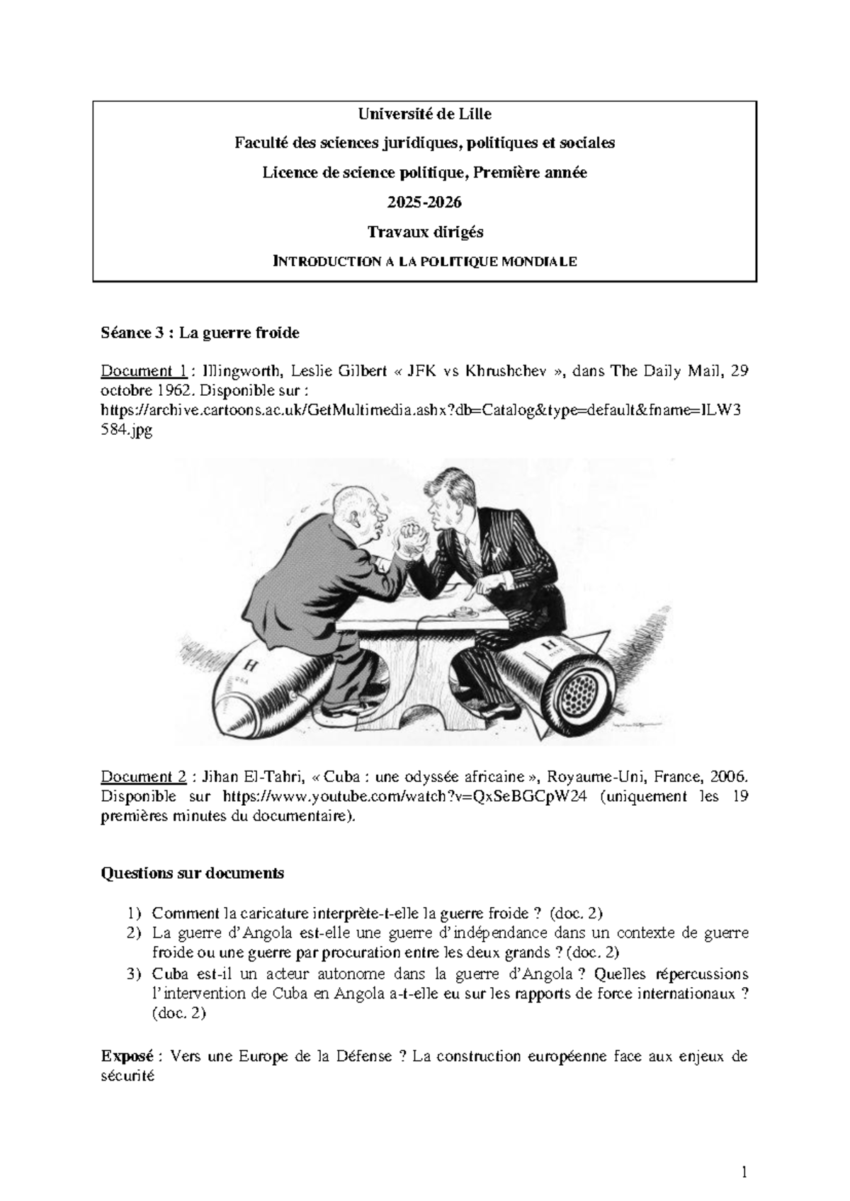 Séance 3 : La Guerre froide - Introduction à la Politique Mondiale ...