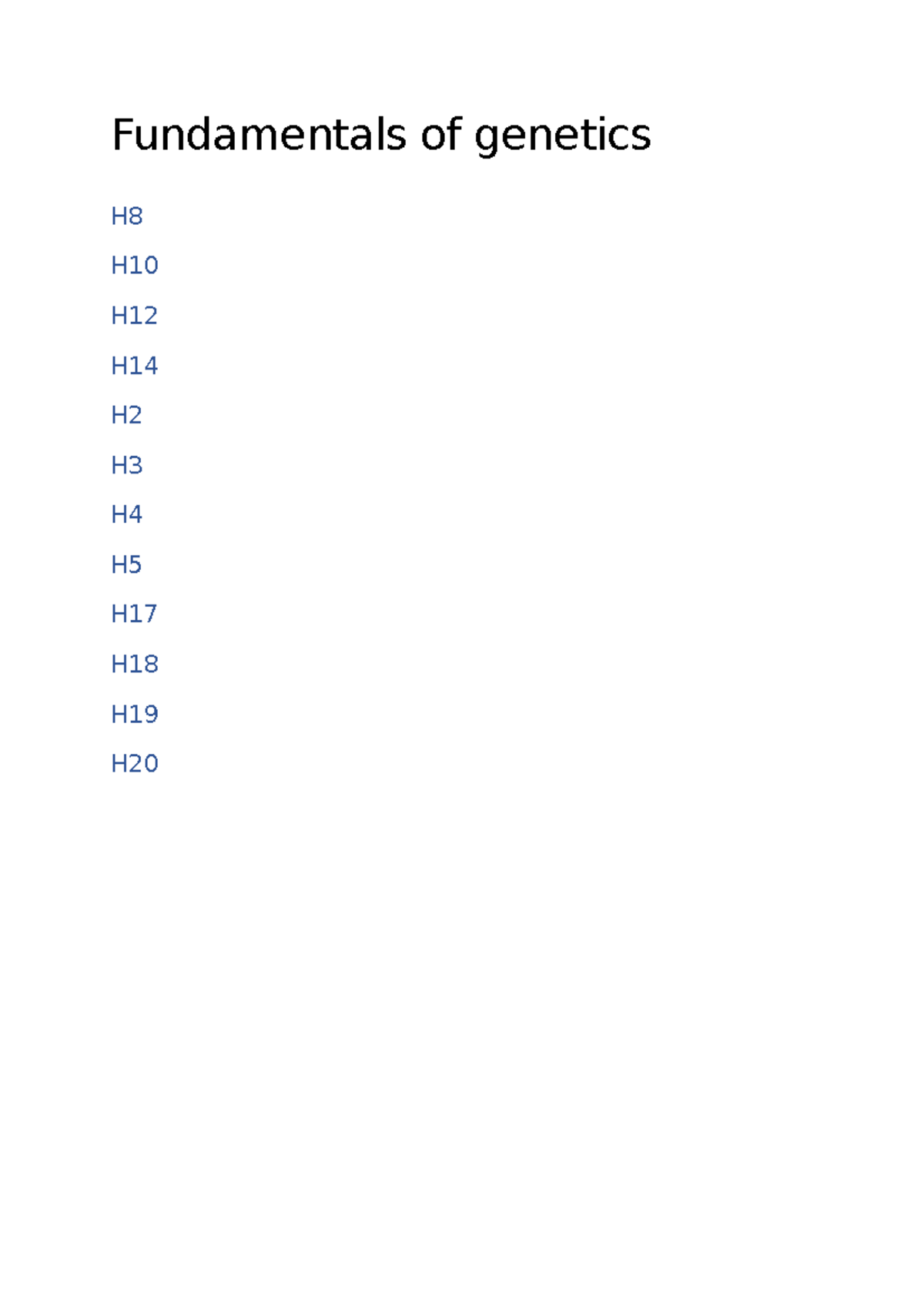 Fundamentals of Genetics Study Notes GEN11806 WUR - Studeersnel