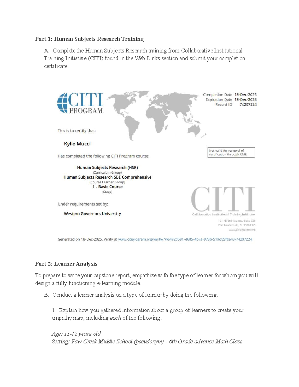 D300 Task 1: Human Subjects Research & Learner Analysis for AIG Math ...