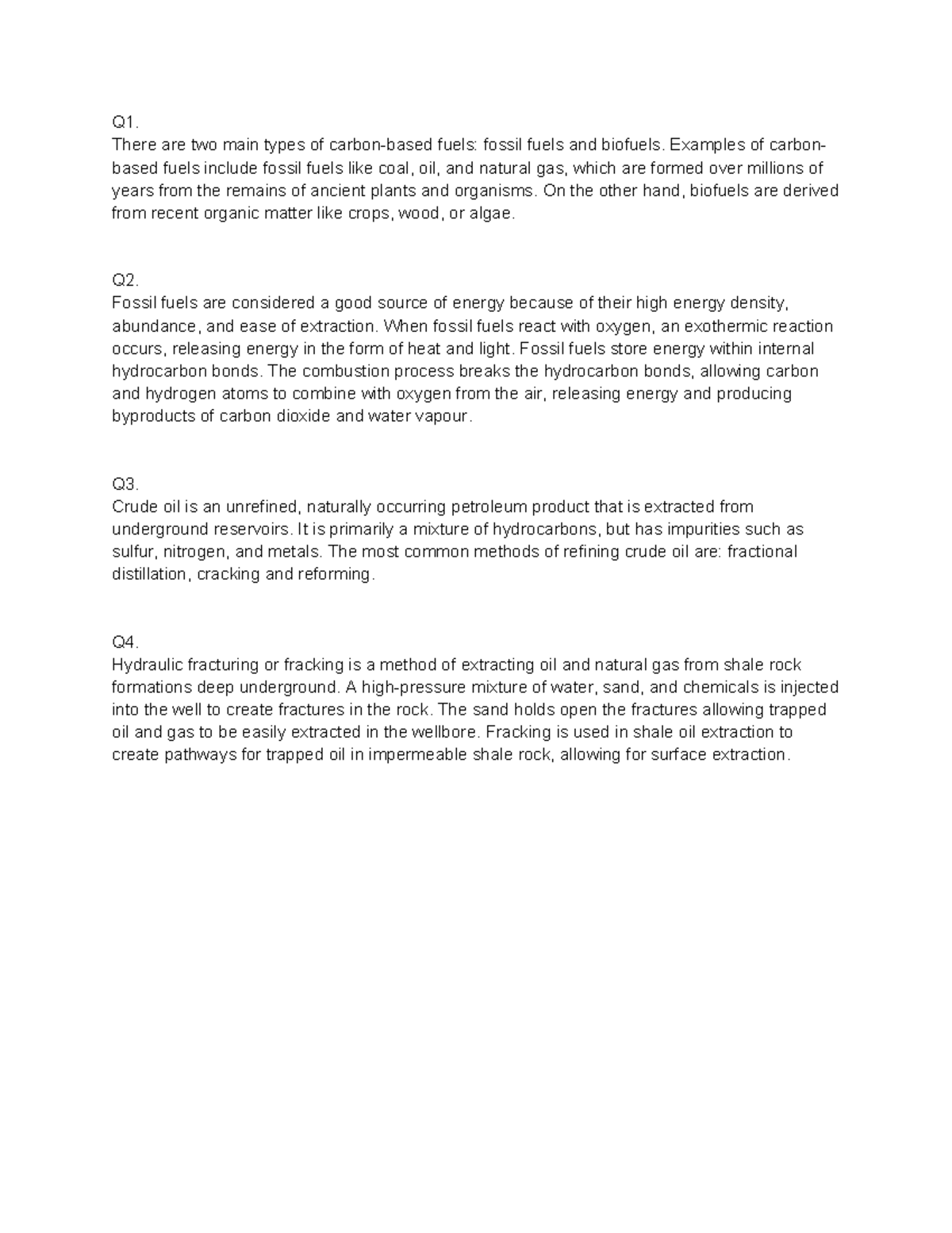CCHY583 Quiz 2: Fossil Fuels and Biofuels Overview - Studocu
