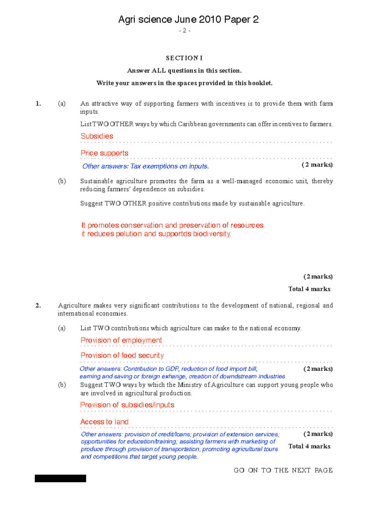 Agri Science June 2010 Paper 2: Examining Agricultural Practices and ...