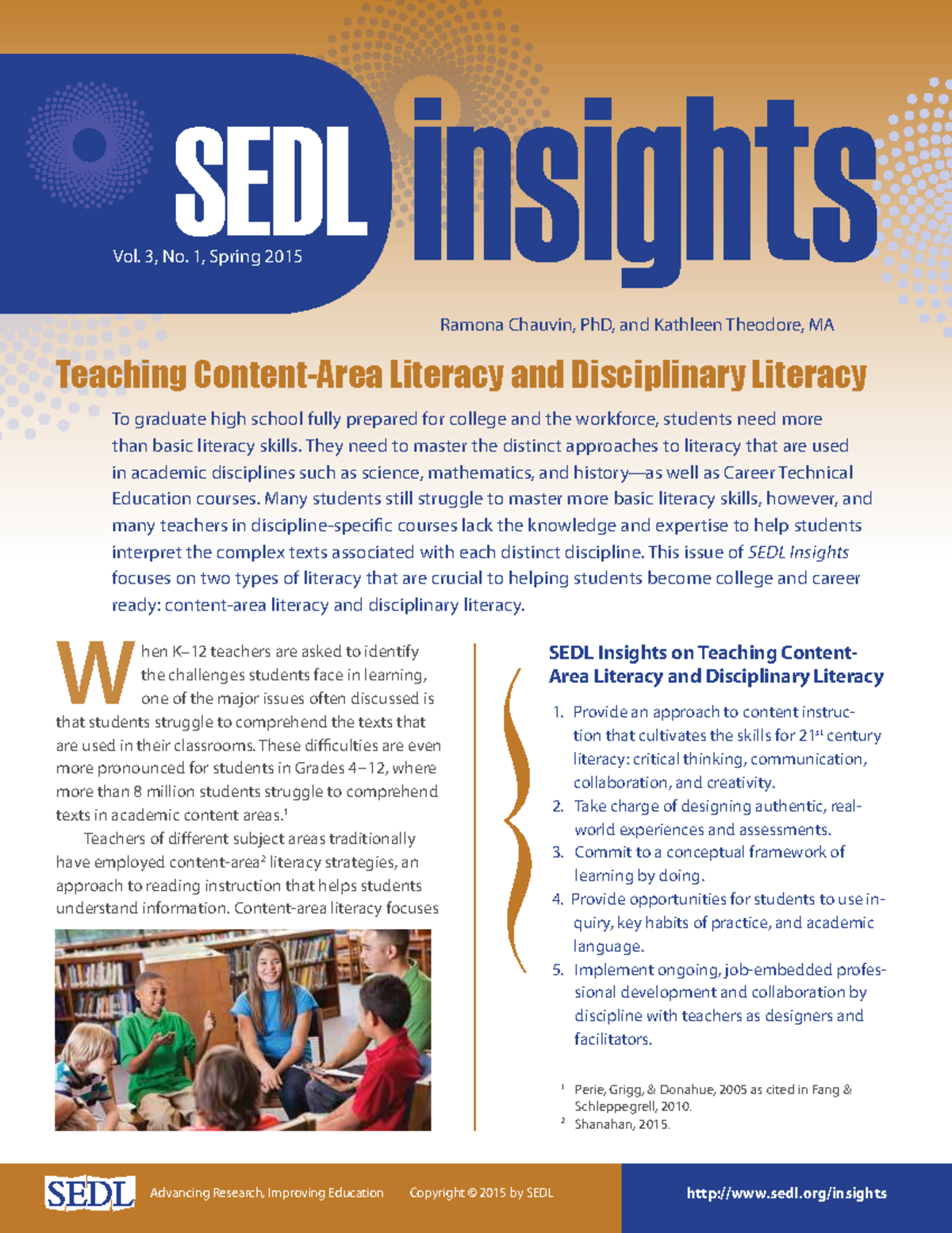 Teaching Content-Area and Disciplinary Literacy: SEDL Insights Vol. 3 ...