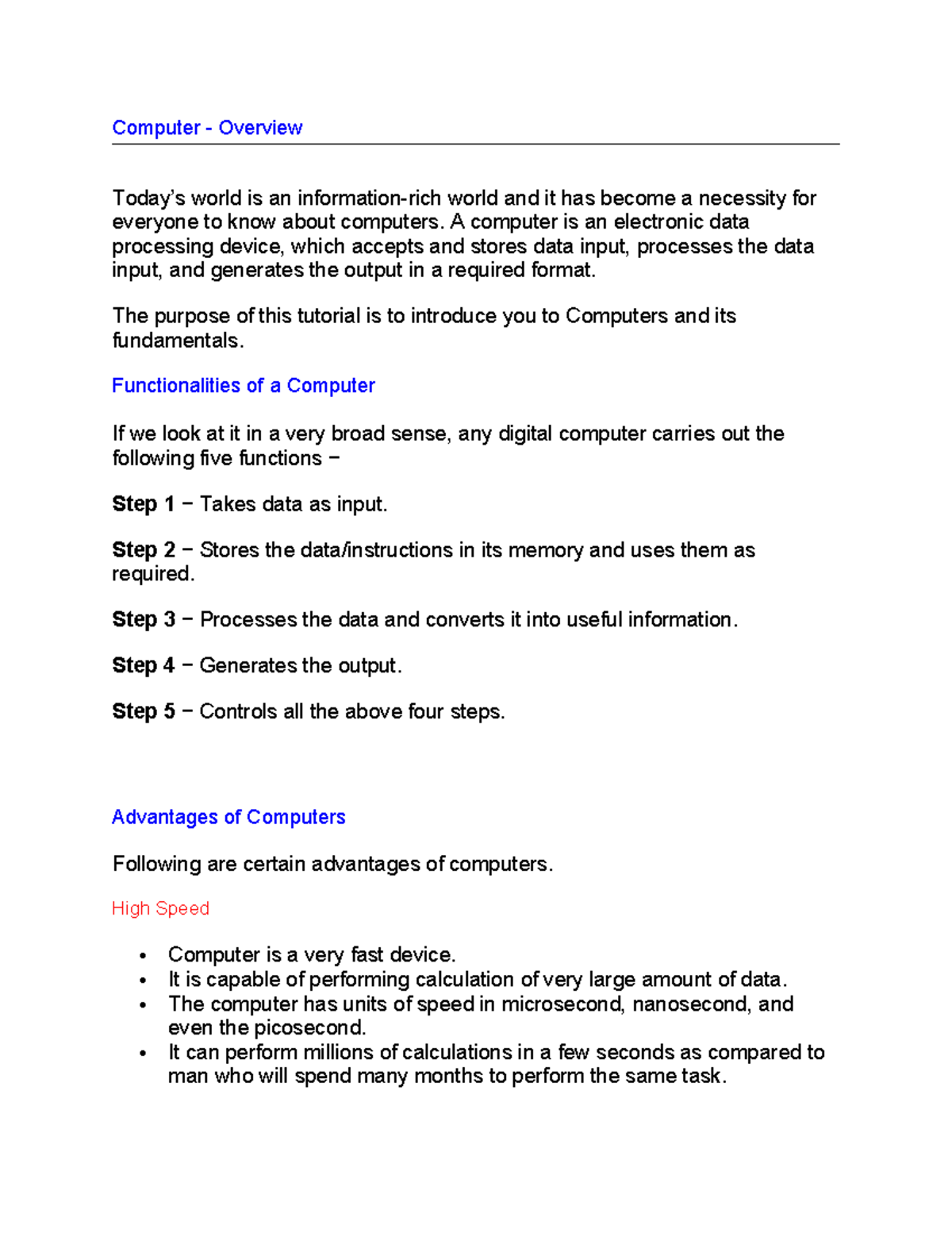 CS101: Computer Fundamentals - Lecture Notes for Students - Studocu